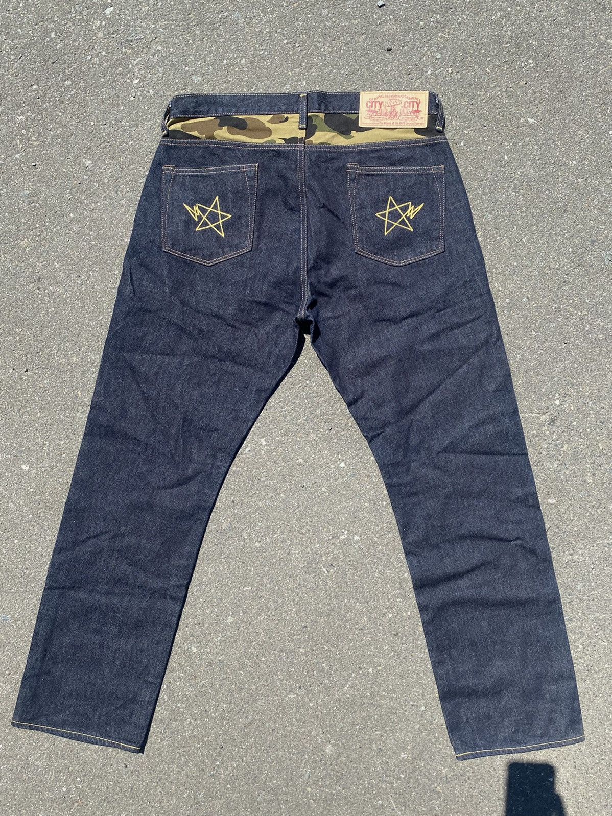 Bape a bathing ape camo bapesta denim jeans nigo style | Grailed