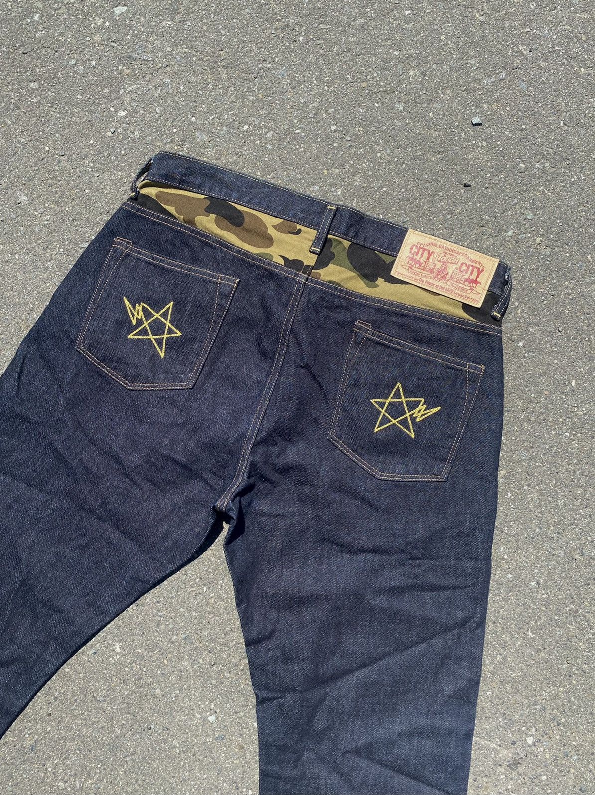 Bape a bathing ape camo bapesta denim jeans nigo style | Grailed