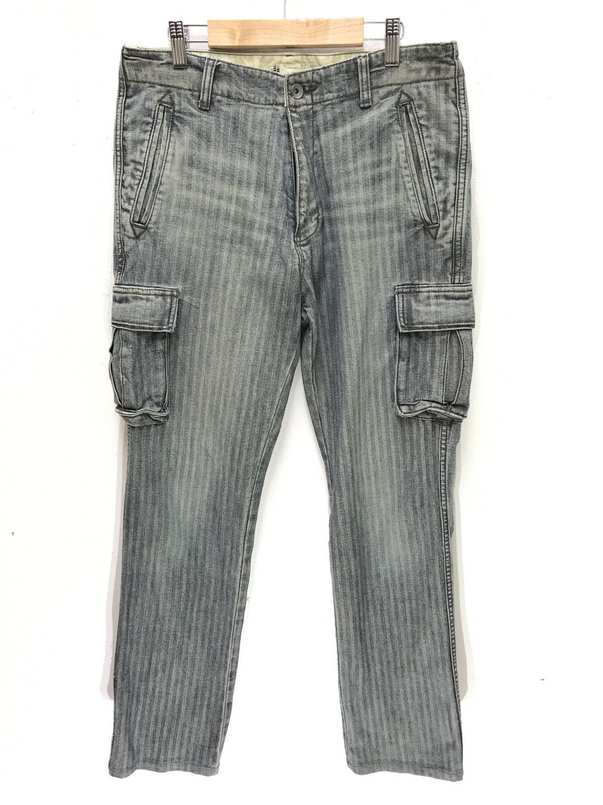 Japanese Brand Global Work Herringbones Striped Cargo Denim Regular ...