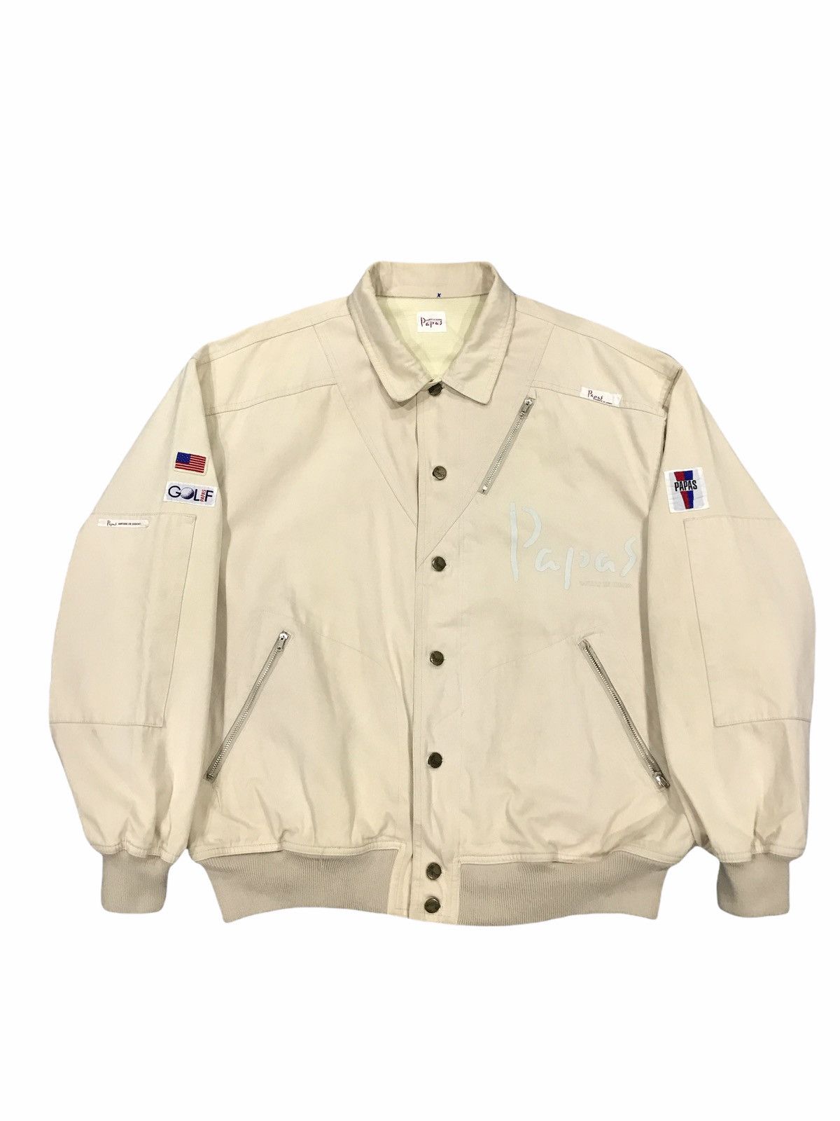 Japanese Brand Papas Japan Golf US Flag Zipper Wide Bomber Jacket | Grailed