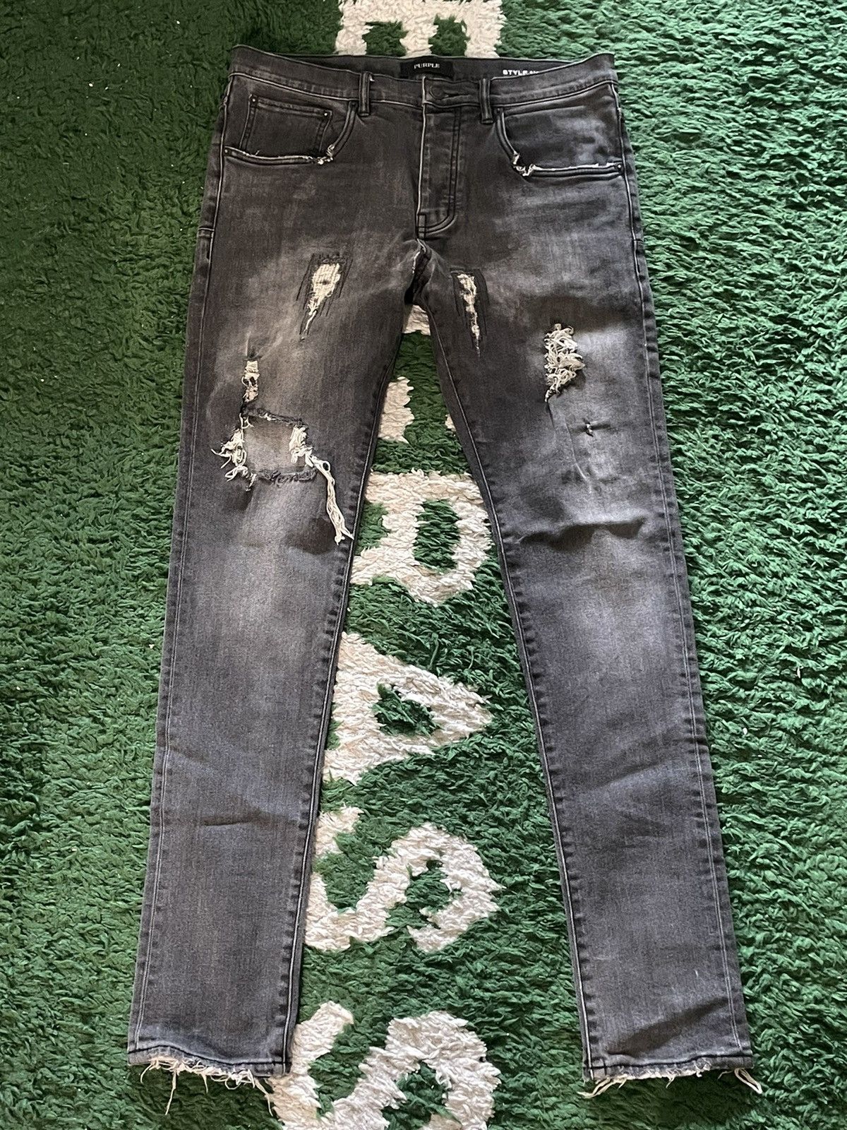 Purple 32 Skinny Distressed jeans | Grailed