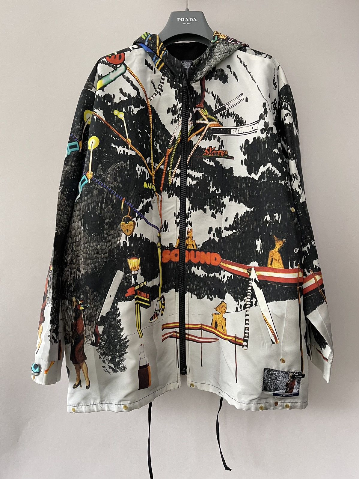 Prada AW16 Christophe Chemin Printed Silk-faille Hooded Jacket | Grailed