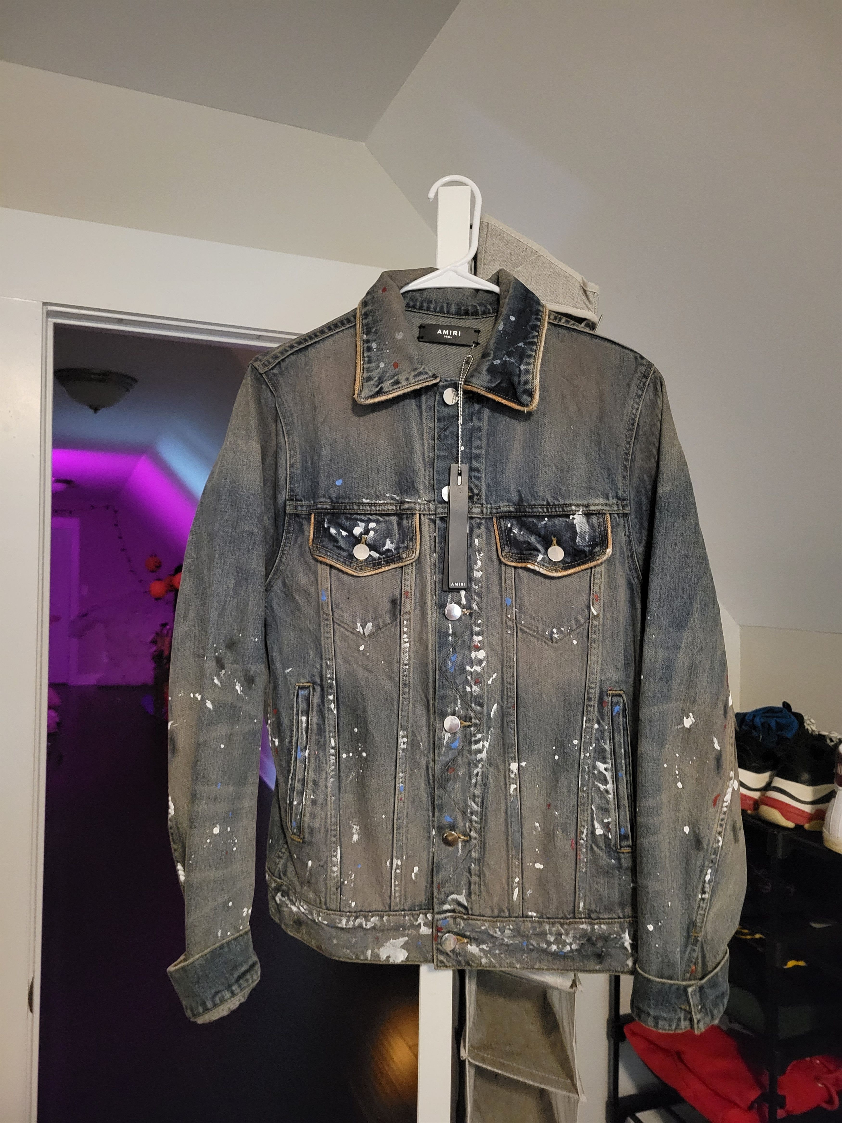 Amiri Amiri Paint Splatter Denim Trucker Jacket Size Small | Grailed