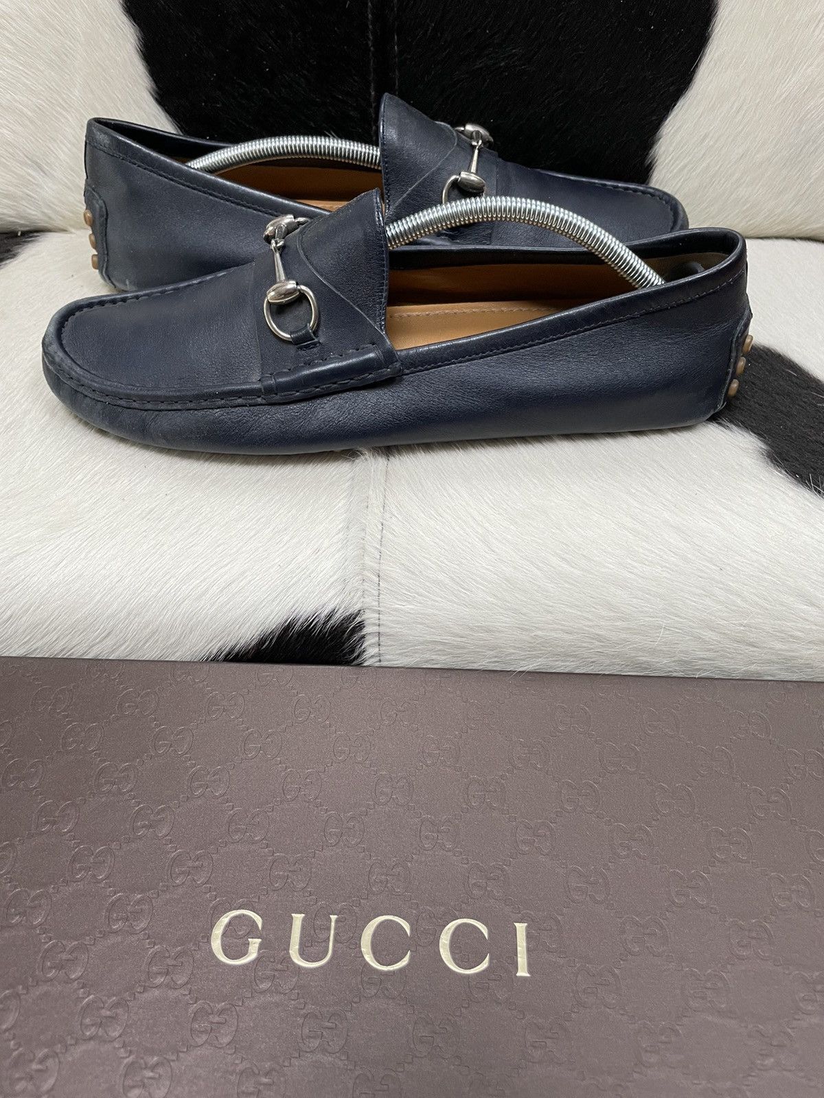 Gucci Blue Leather Gucci Drivers | Grailed