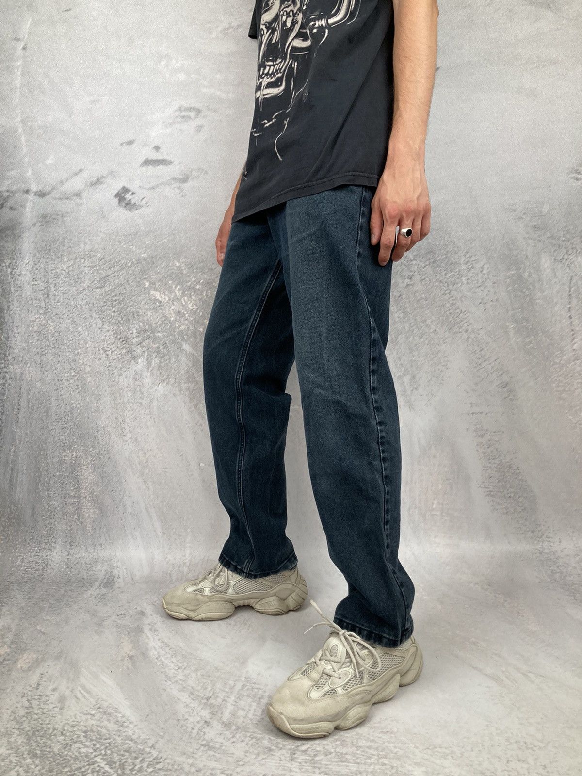 Streetwear × Vintage Vintage Denim Washed Black 90s Baggy Wide Legs ...