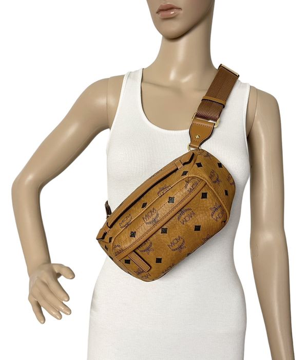 MCM New MCM Cognac Logo Belt Bag/ Fanny Pack/ Crossbody Bag | Grailed