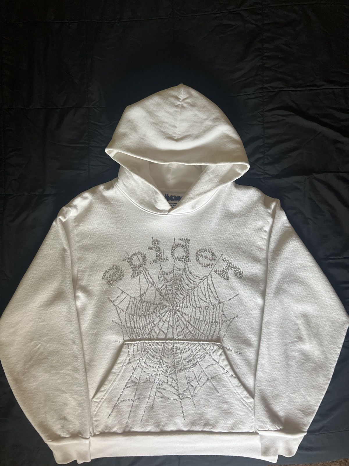 Spider Worldwide Sp5der OG Rhinestone Logo Hoodie White | Grailed