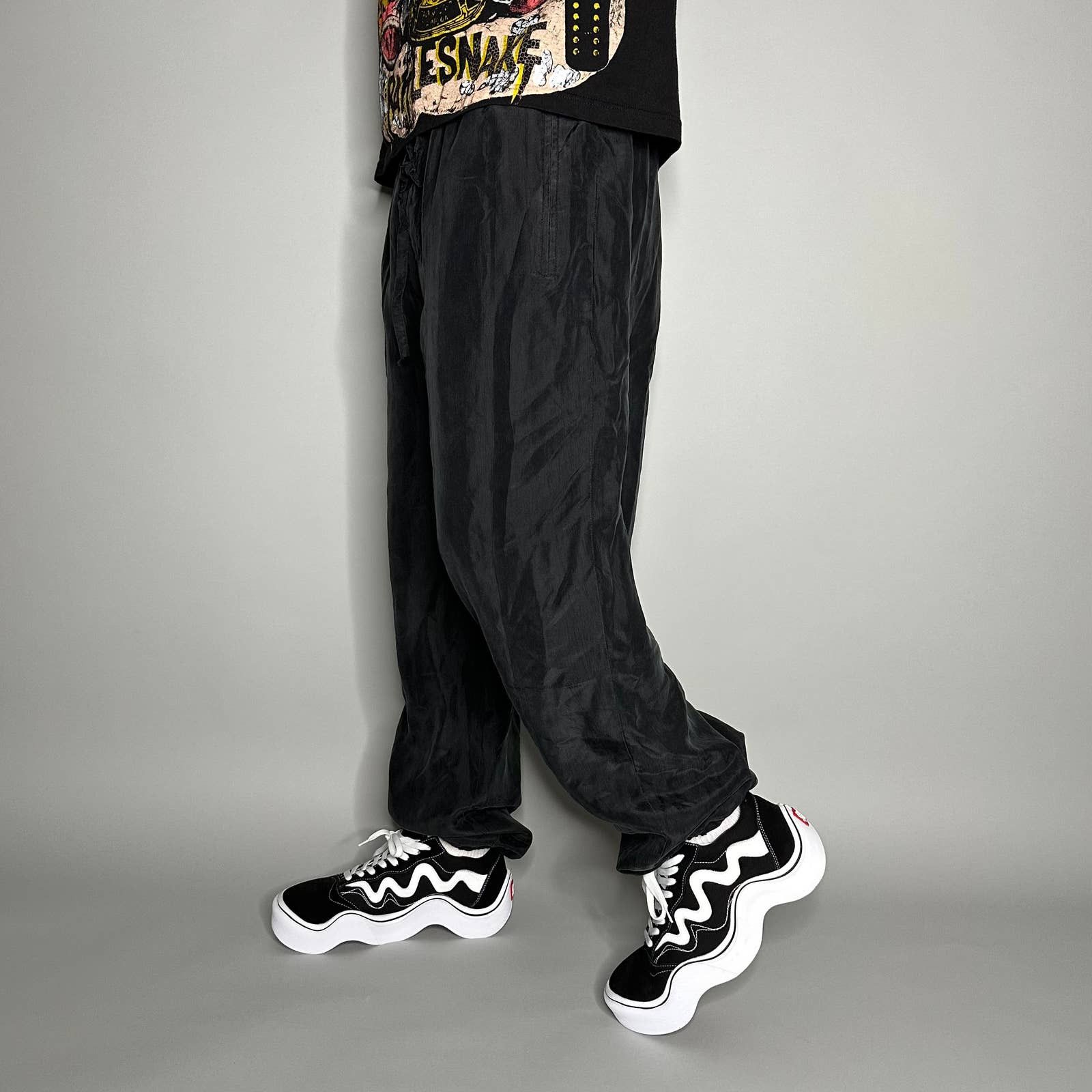 Japanese Brand × Streetwear × Vintage Vintage Track Pants Jet Black ...