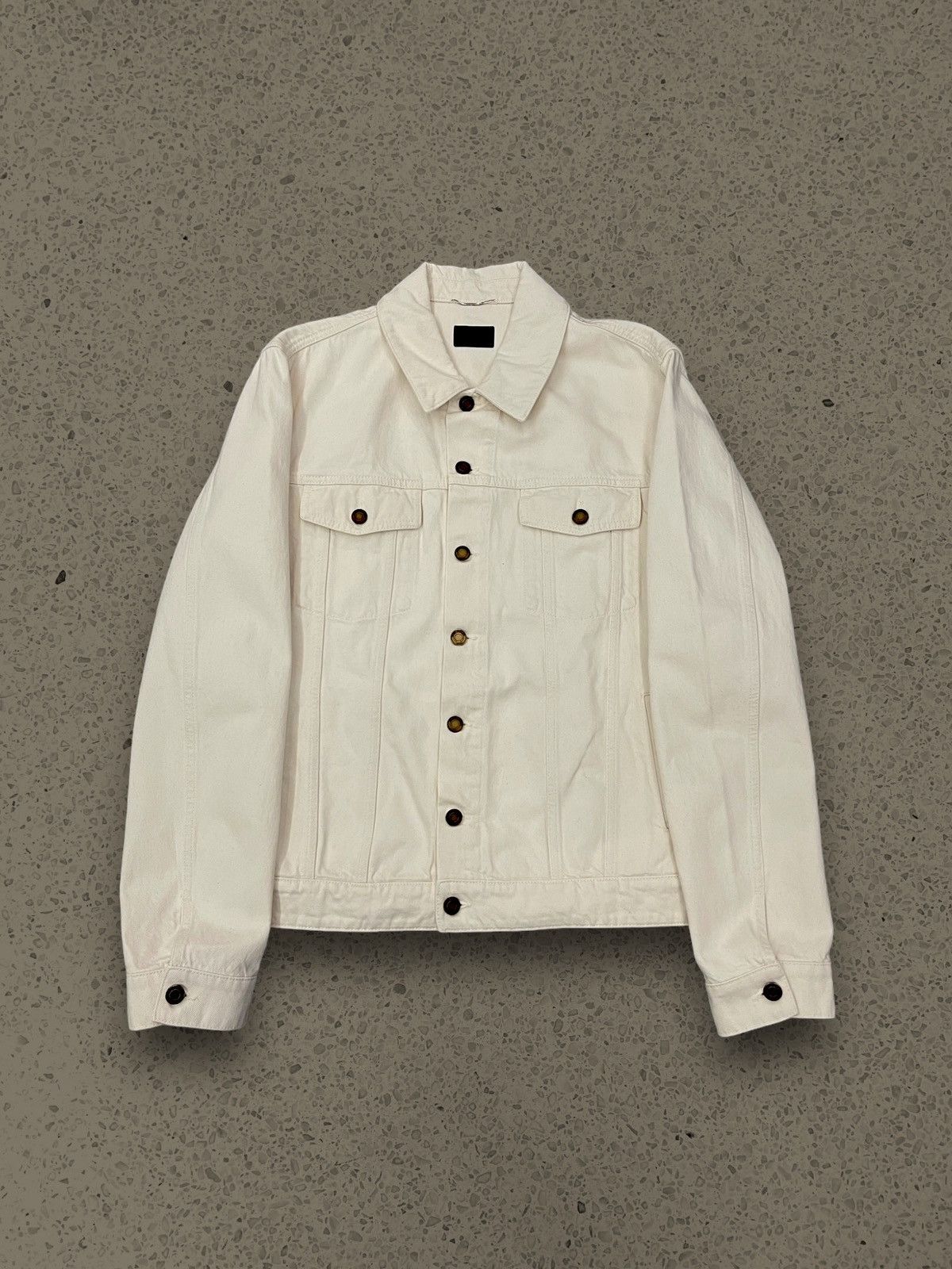 Saint Laurent Paris SS21 Saint Laurent Cream Denim Jacket | Grailed