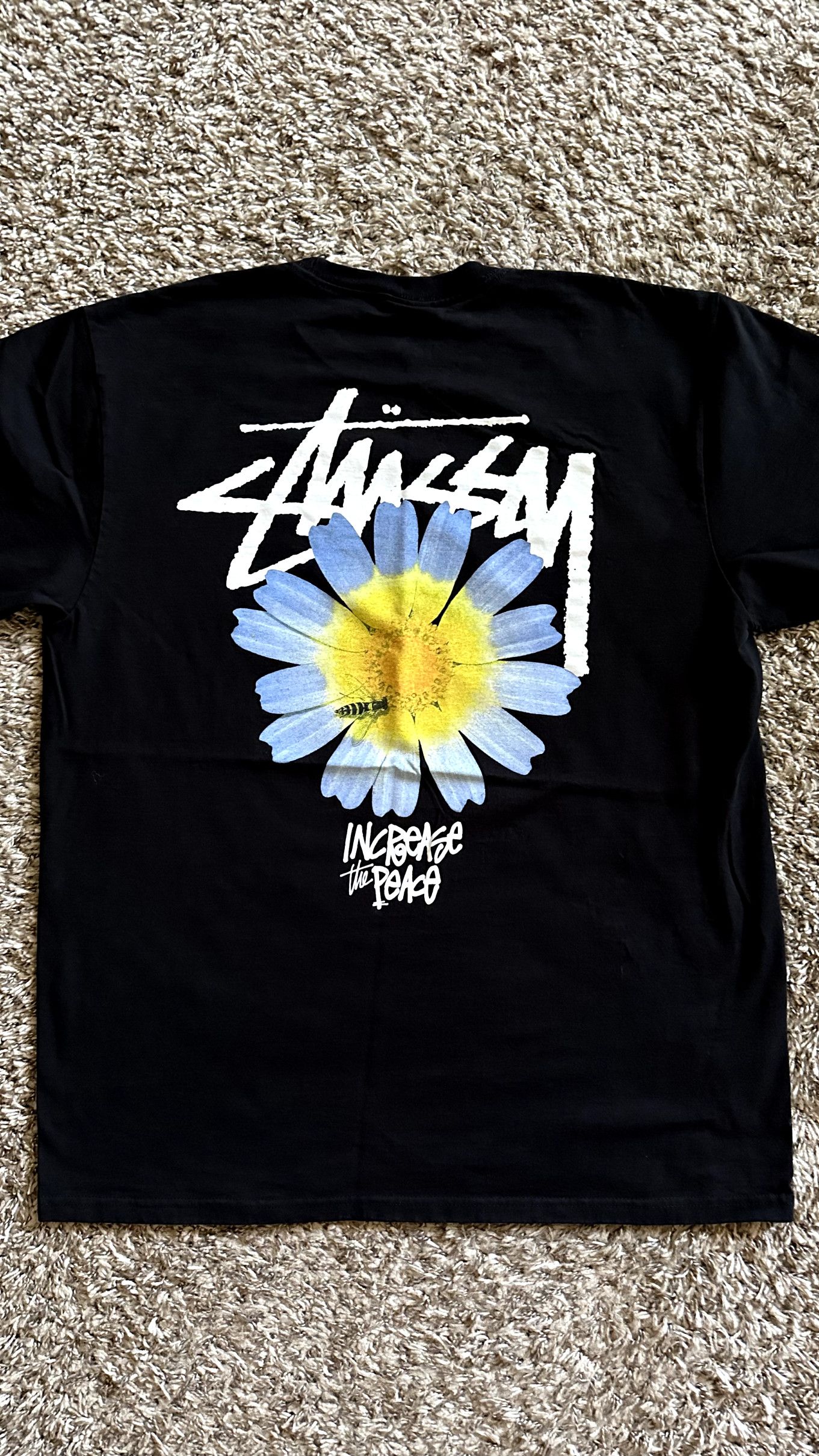Streetwear × Stussy **RARE** STUSSY ITP FLOWER PEACE BLACK LOGO TEE T ...