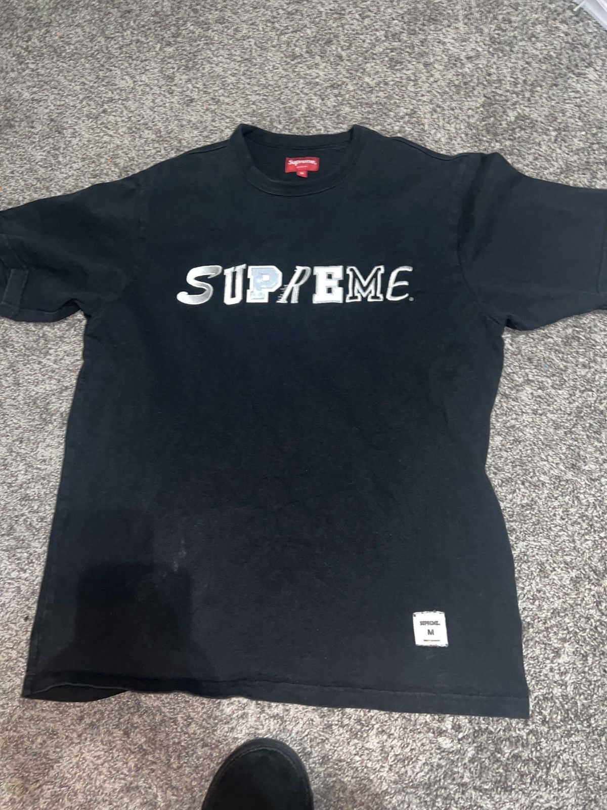 Supreme Black supreme collage logo tee | Grailed
