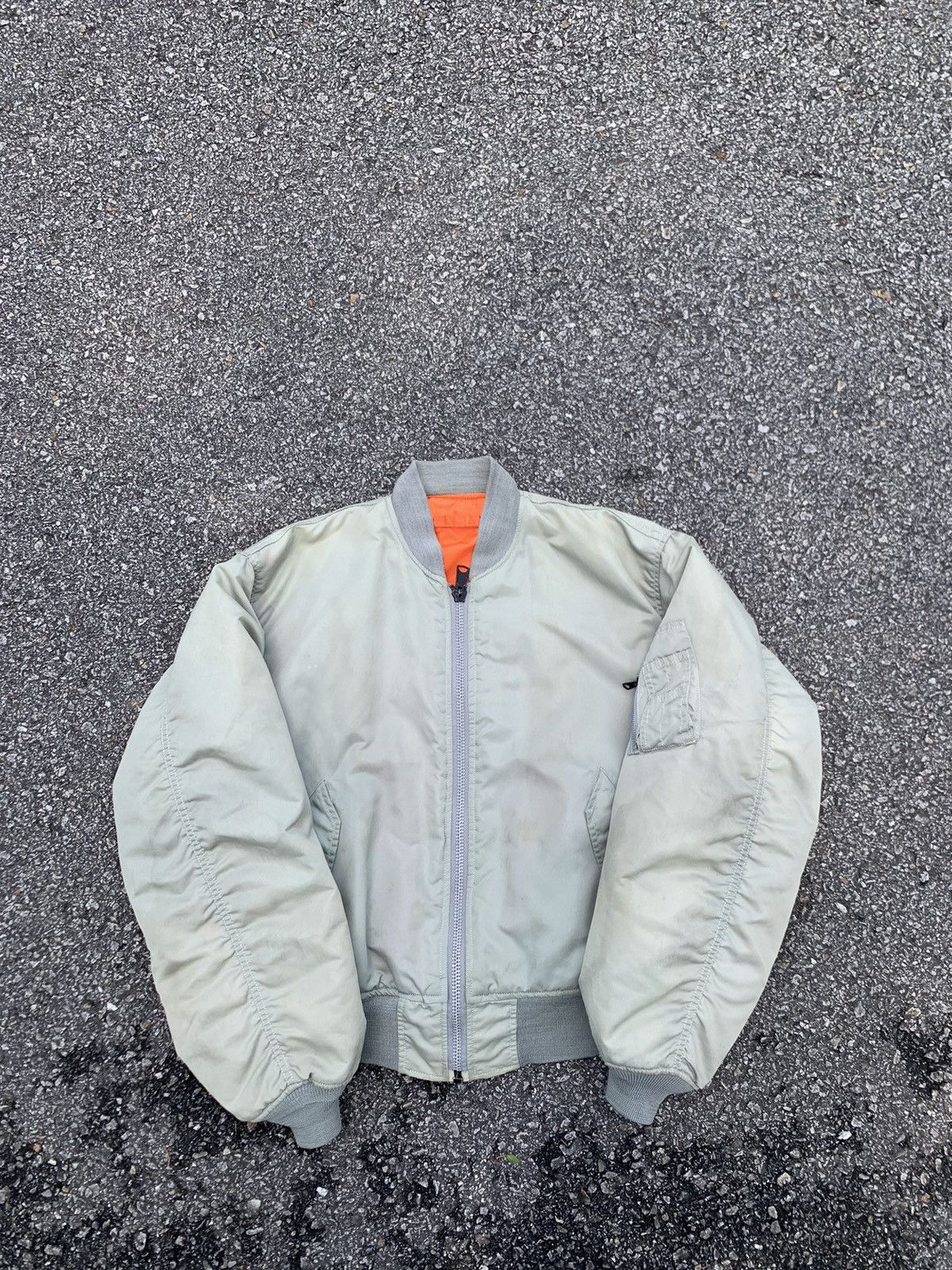 Bomber Jacket × Japanese Brand × Vintage 🪖LAST🪖Vtg MA-1 Man Intermediate CREAMY GREEN Bomber ...