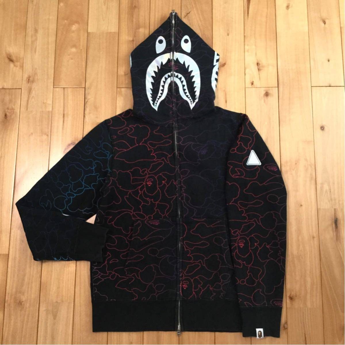 Bape BAPE pencil neon camo Shark full zip hoodie ape | Grailed