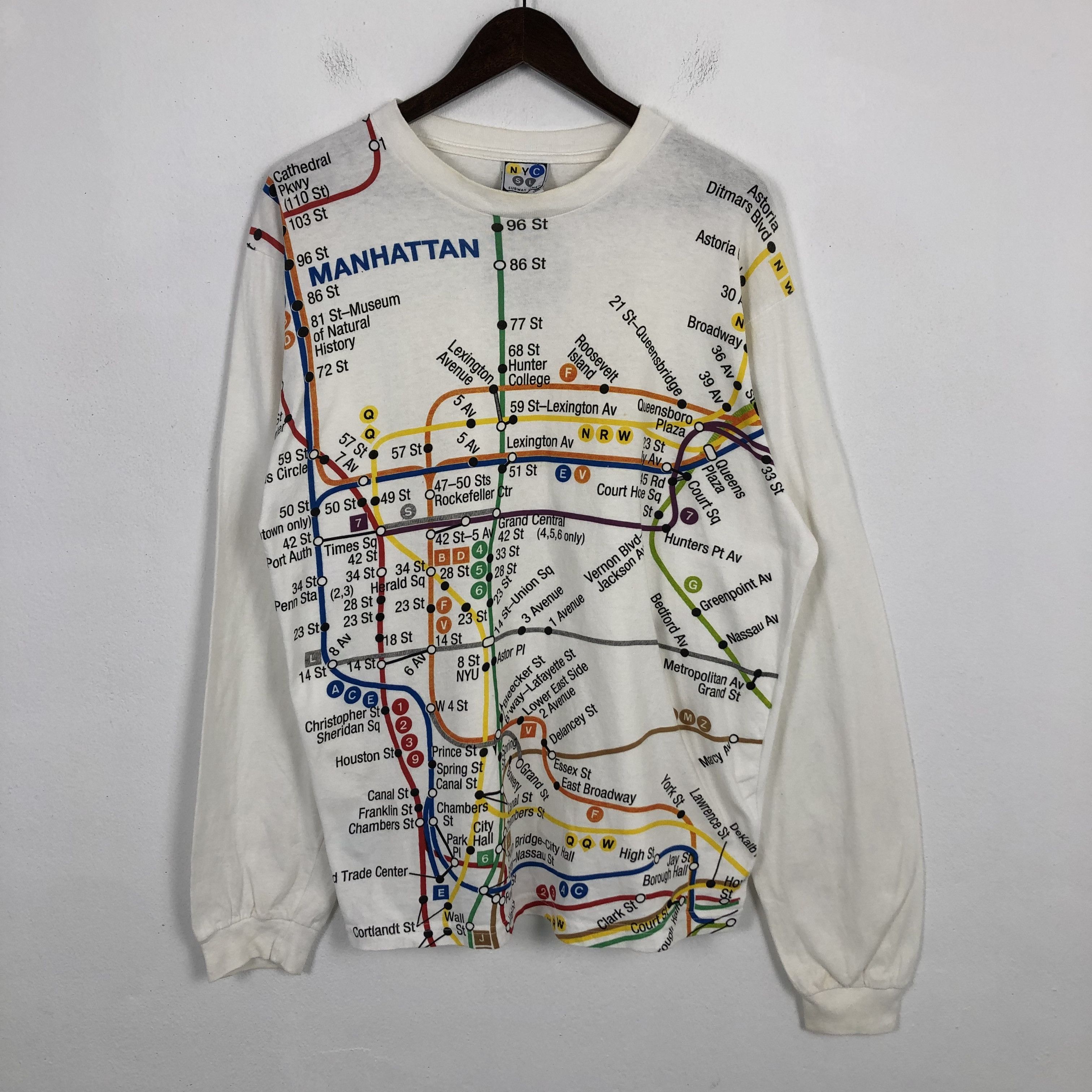 Streetwear × Vintage Vintage NYC Subway Line Maps Design Tshirt | Grailed