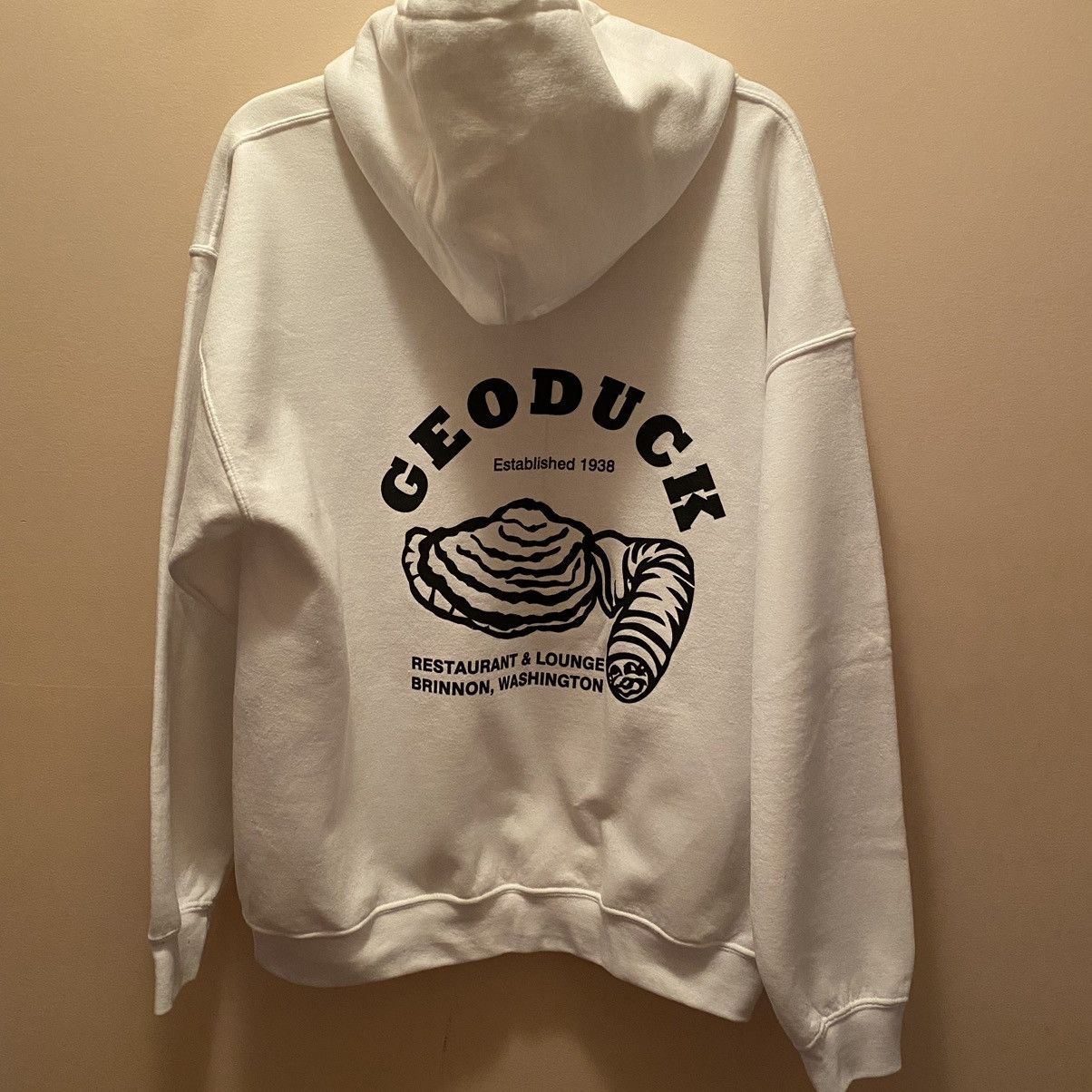 Very Rare Geoduck “Size does matter” Large White Pullover Hoodie | Grailed