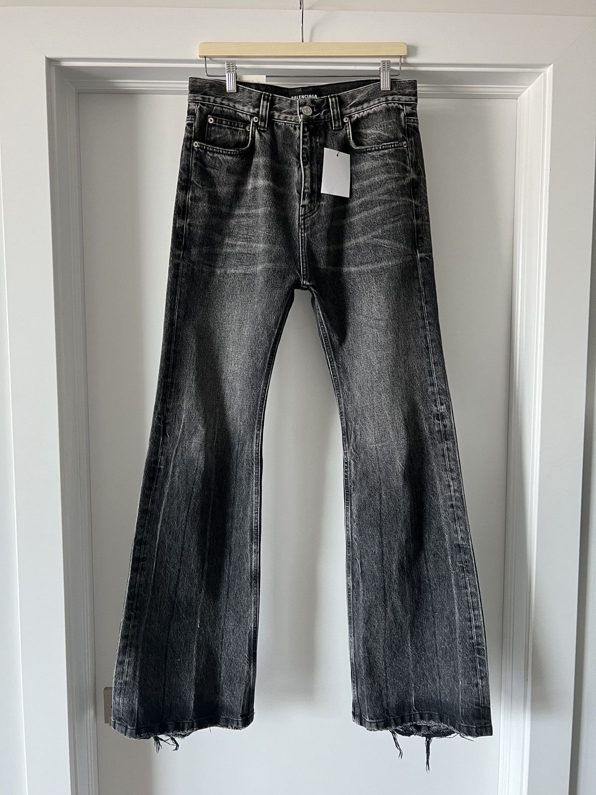 Balenciaga Fall 22 Lost Tape Distressed Gray Flare Denim - M | Grailed