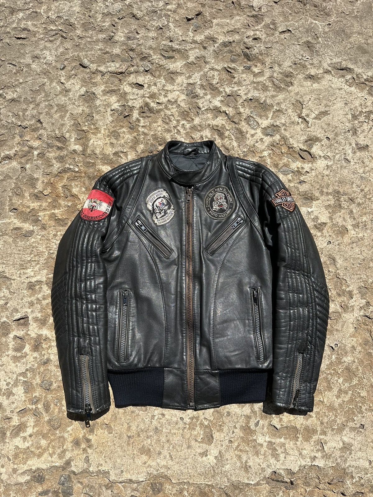 Vintage Vintage 90s Custom Harley-Davidson Moto Leather Jacket | Grailed