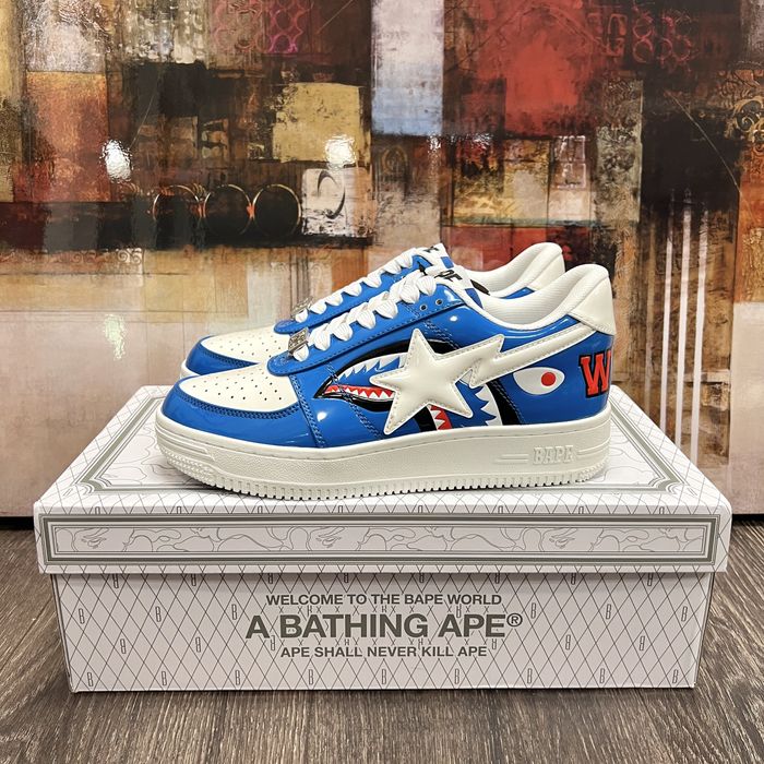 Bape 2021 Bape Bapesta Low M1 Color Block Shark Face Blue / White | Grailed
