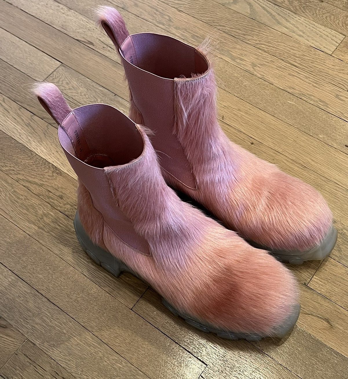 Rick Owens Rick Owens Pink Fur Beatle Bozo Tractor Boot | Grailed