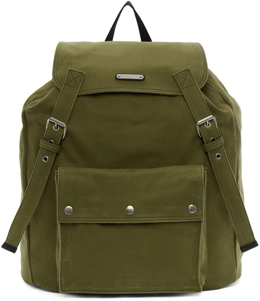 Saint Laurent Paris SAINT LAURENT Noe khaki green canvas rucksack ...