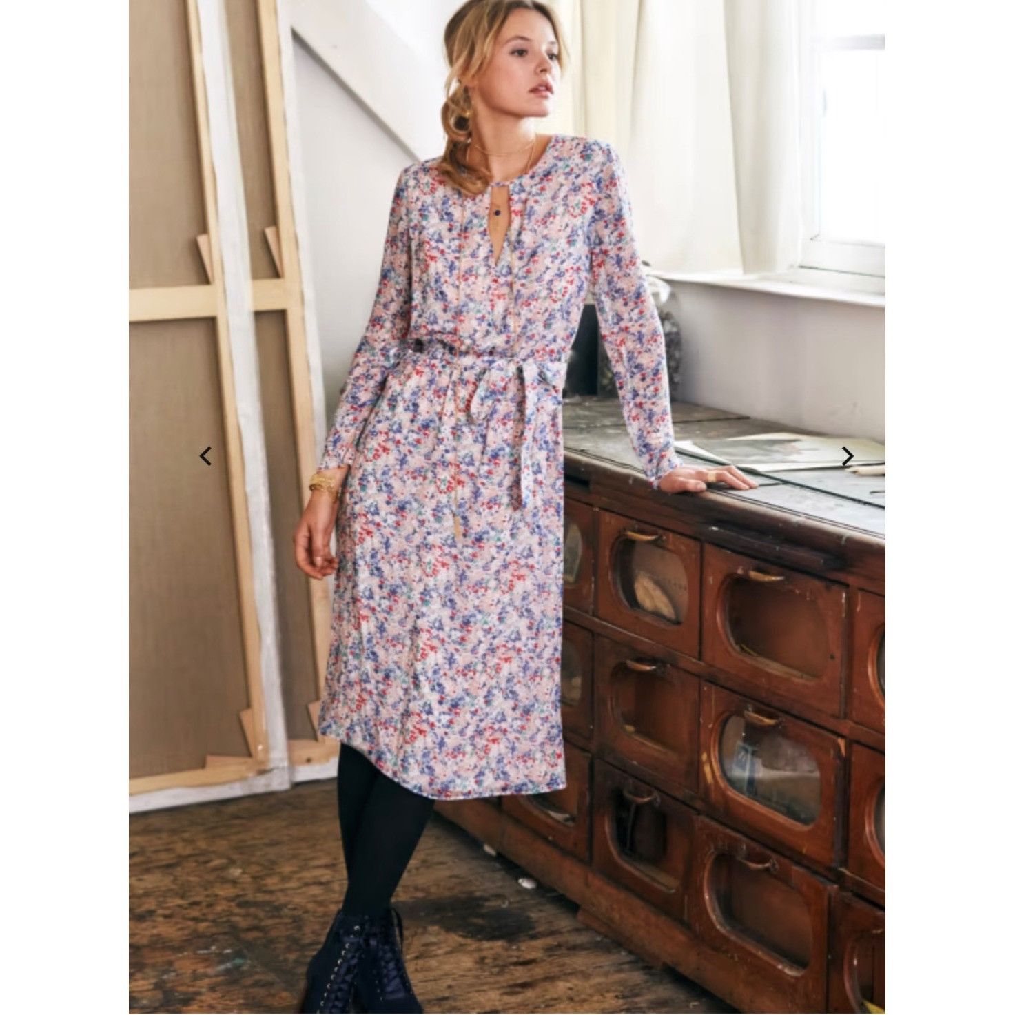 Sezane NWT SÉZANE Victoire MIDI Dress Multicolored Flowers purple p ...