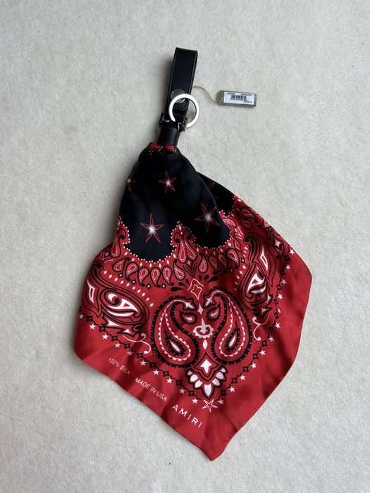 Amiri Amiri red bandana key chain belt loop leather strap | Grailed