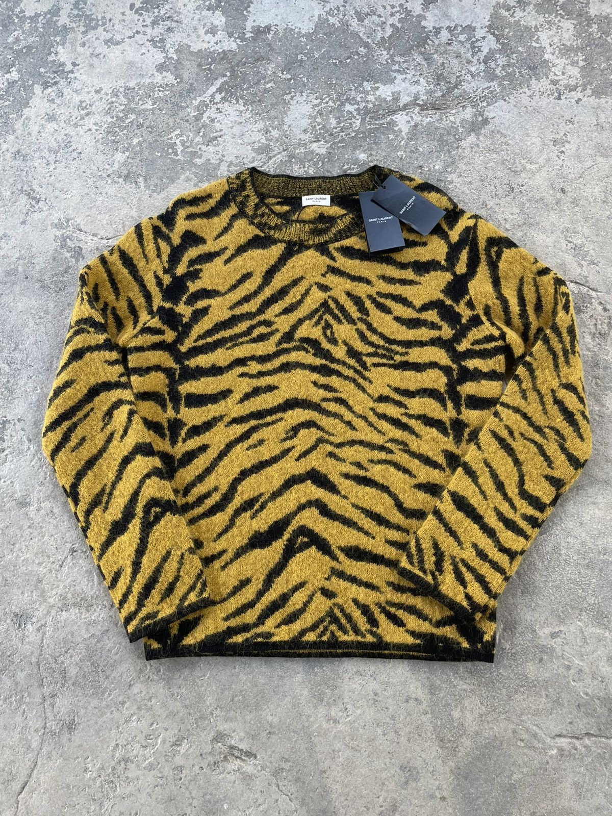 Saint Laurent Paris Zebra Print Mohair Blend Sweater | Grailed