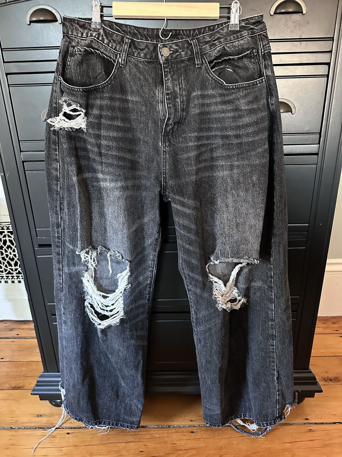 Designer × Streetwear × Vintage Ryan Lim Distressed Baggy Denim (Grey ...