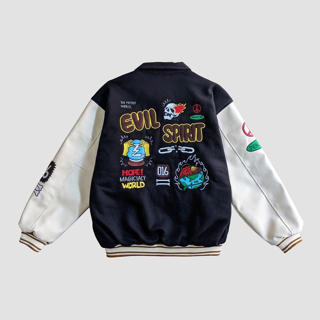 Bomber Jacket × Varsity Jacket Varsity jacket cartoon art | Grailed