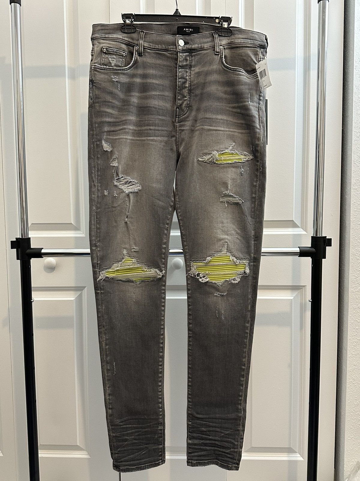 Amiri Mx1 Ultrasuede Jeans Lime Green/Grey | Grailed