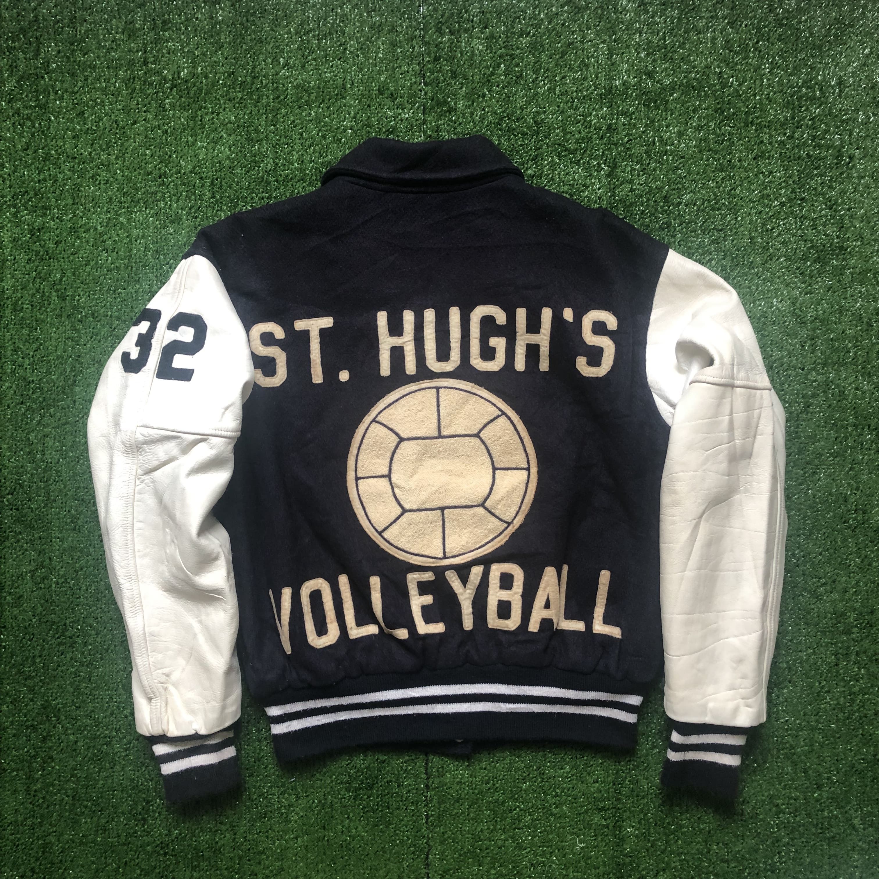 Made In Usa × Varsity Jacket × Vintage Vintage St. Hugh's Leather Sleeve Letterman Jacket | Grailed
