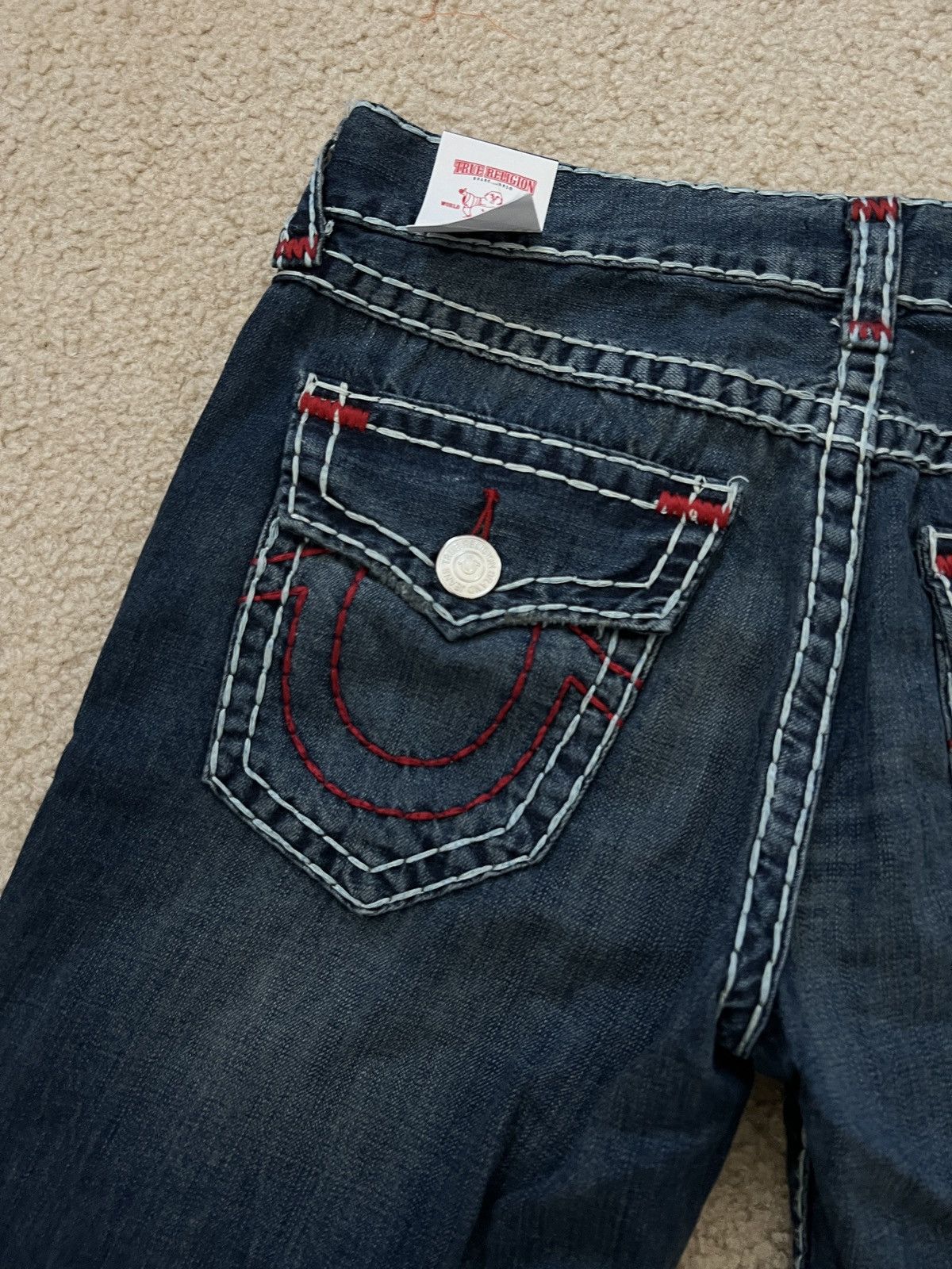 Streetwear × True Religion Ricky red stitching relaxed fit straight leg ...