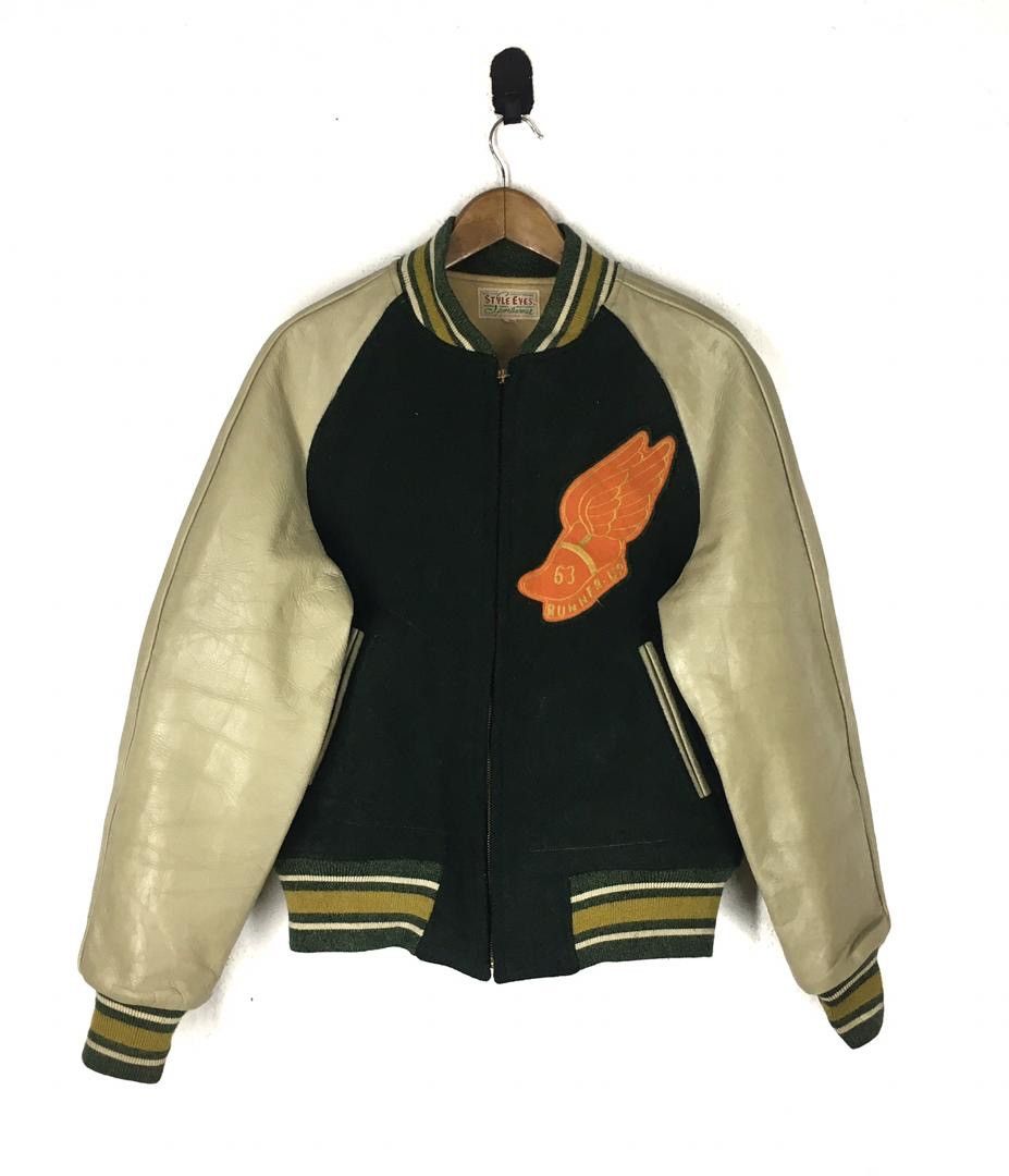 Leather Jacket Vintage Style Eyes by Toyo Enterprises Varsity Jacket ...