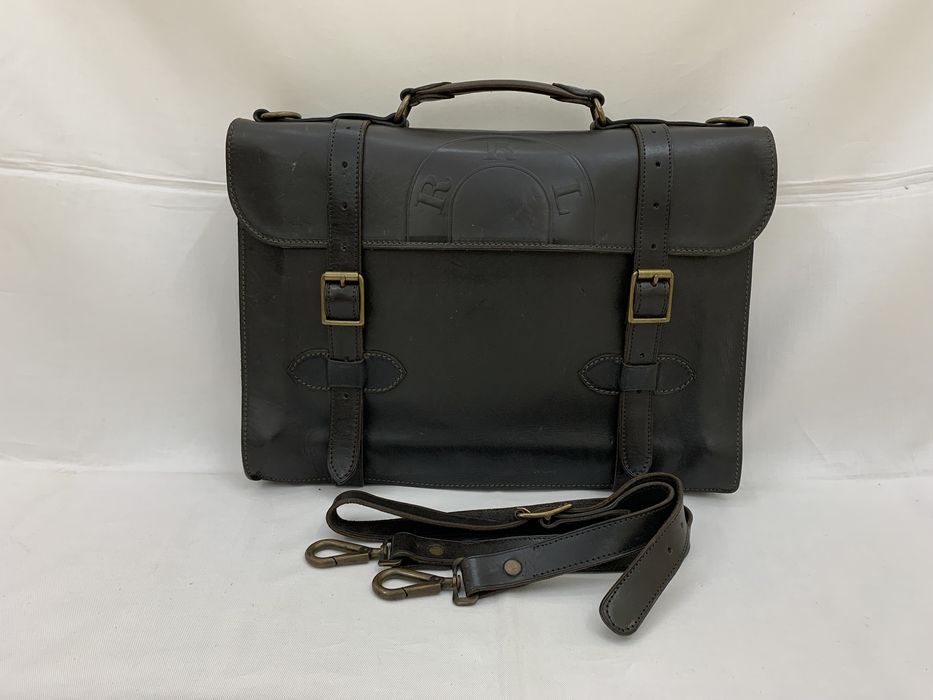 Ralph Lauren Double RL Leather Corbin Briefcase Bag RRL Office Work Bag ...