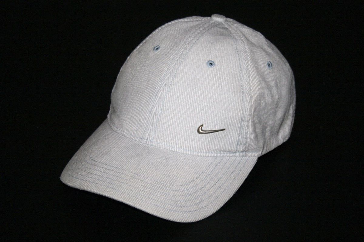 Nike Vintage Nike Corduroy Metal Swoosh Light Blue Color Cap | Grailed