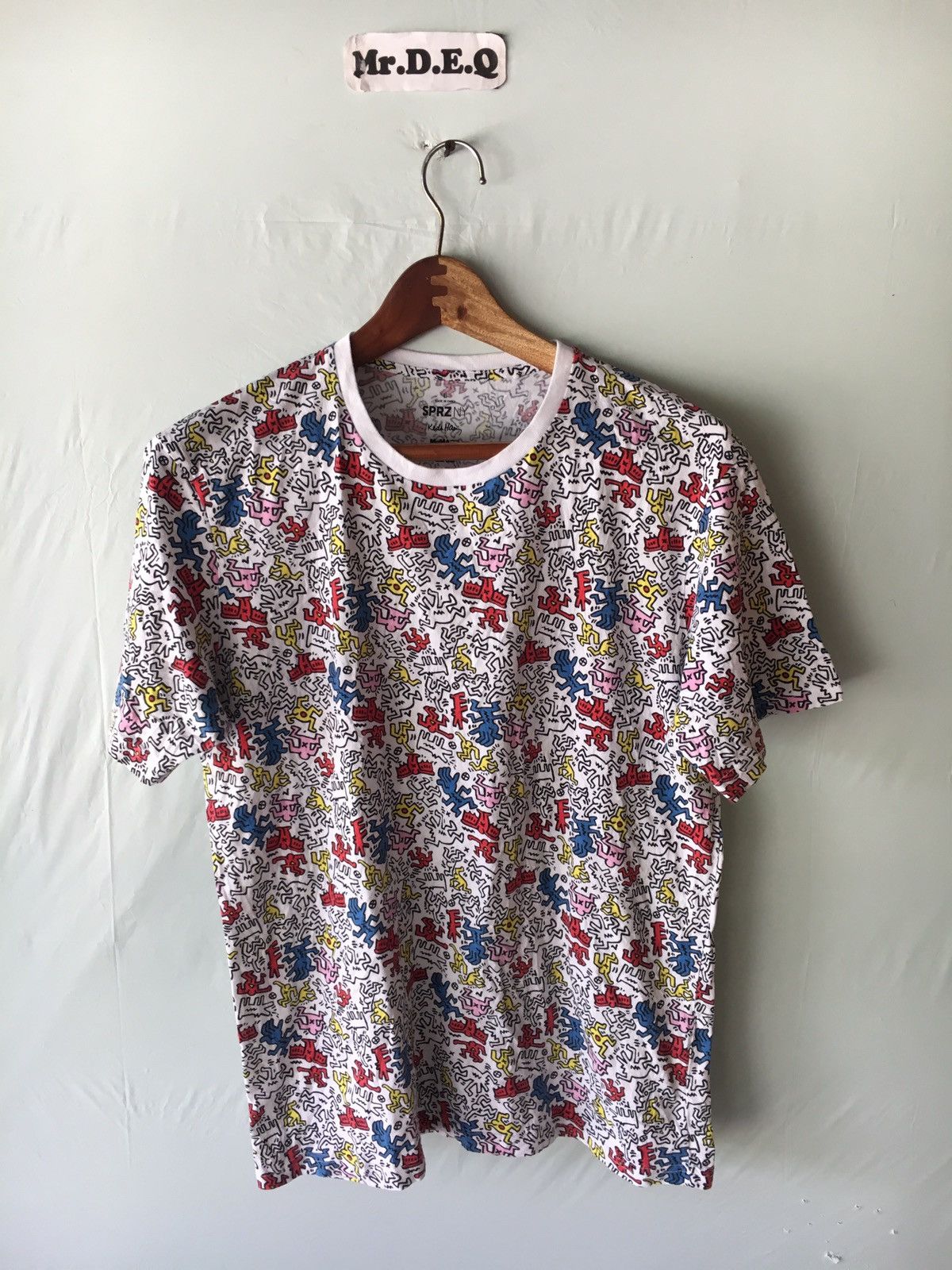 Art × Keith Haring × Vintage KEITH HARING WHITE FULL PRINT SIZE L TEE ...