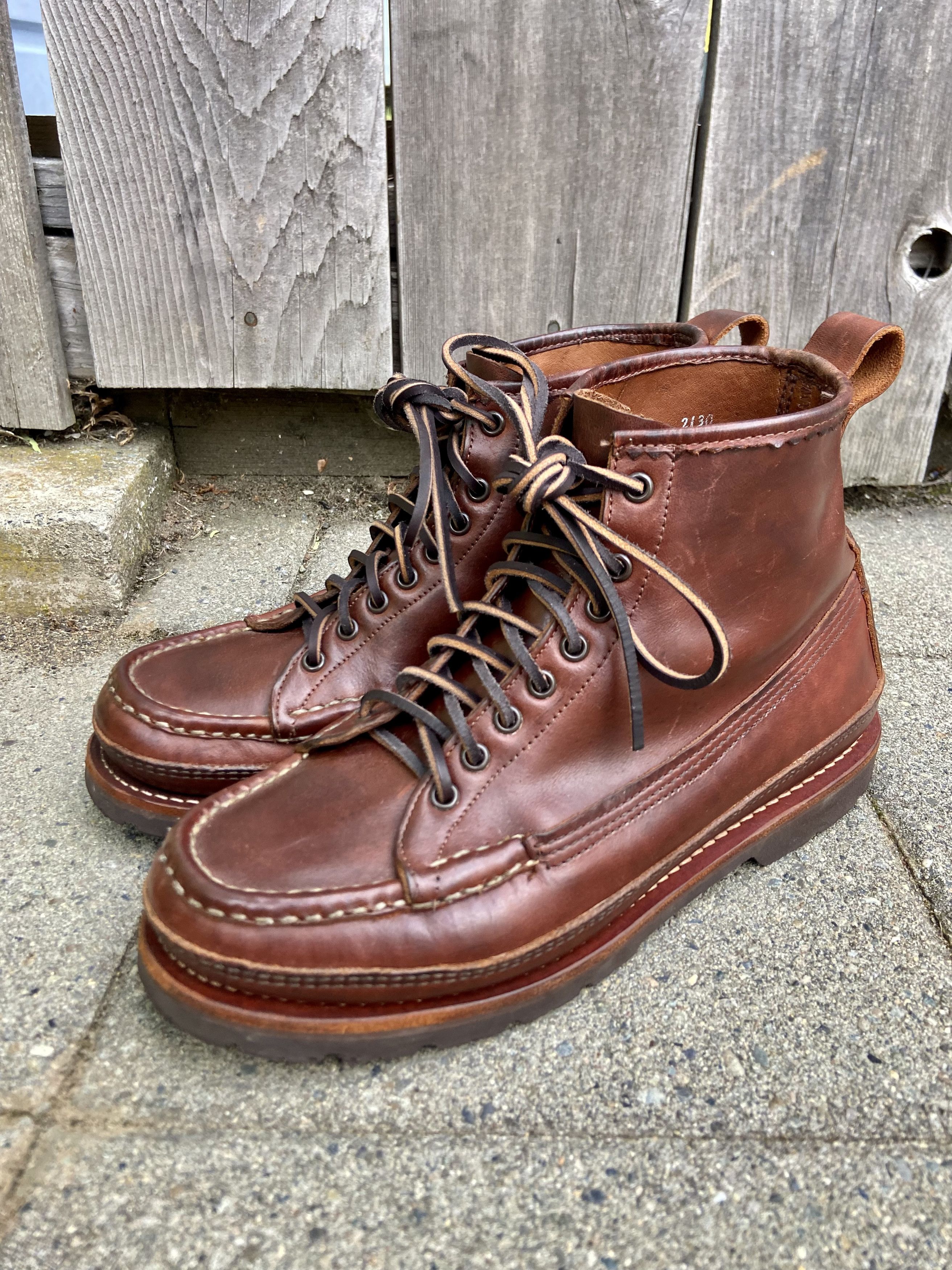 Russell Moccasin Co. Russell Moccasin Brown Leather Triple Vamp Boots ...
