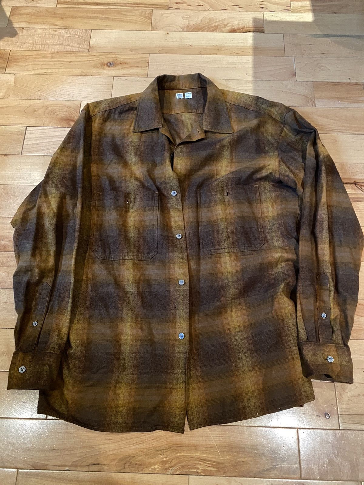 Uniqlo Uniqlo U Orange Brown Plaid Flannel Shirt | Grailed