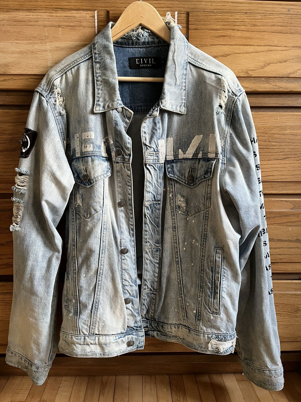 Civil Regime Civil Regime “CHAOS IS BIG BUSINESS” Denim Jacket | Grailed