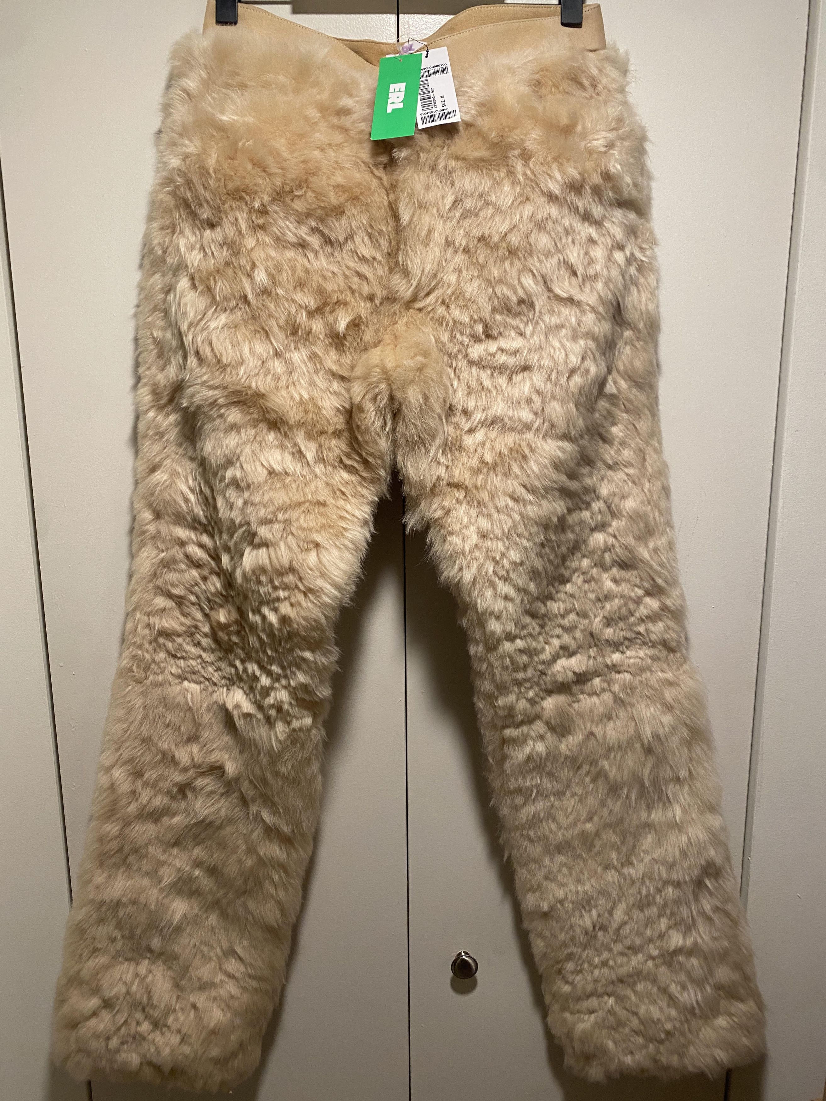 ERL ERL Beige Shearling Trousers sheepskin lamb | Grailed
