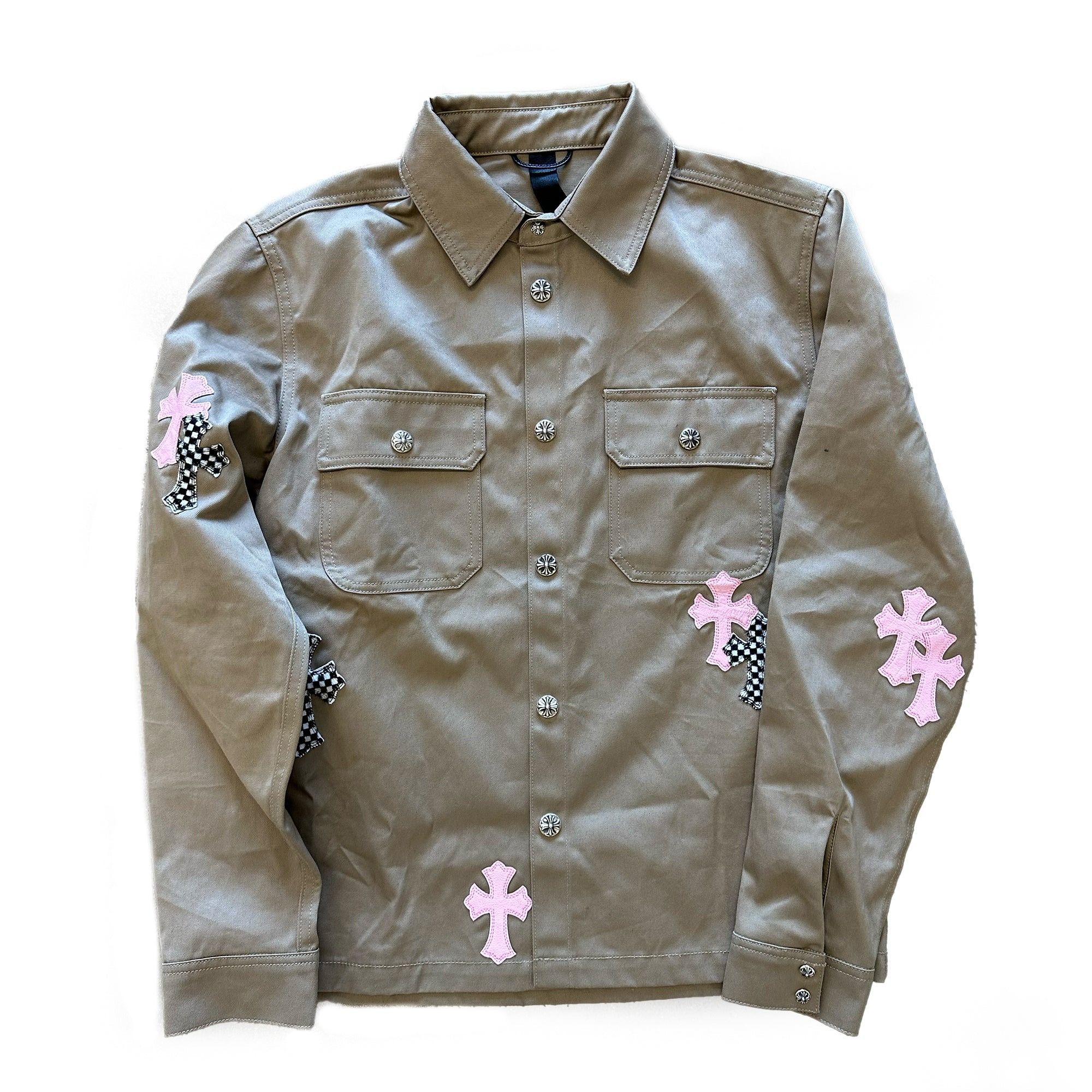 Chrome Hearts PATCHWORK TAN WORKDOG PINK AND CHECKERED CROSSES | Grailed