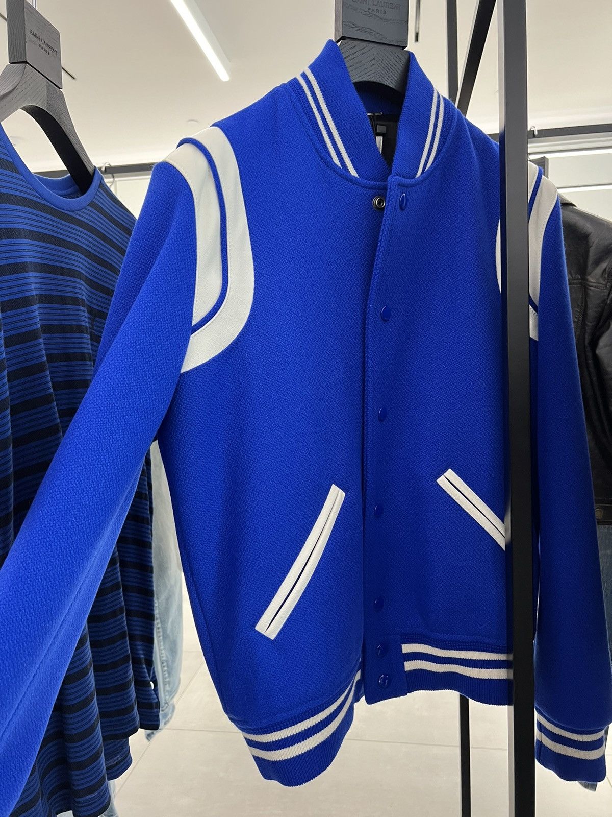 Saint Laurent Paris 🫐RARE🫐Saint Laurent Teddy Bomber Jacket in Blue ...