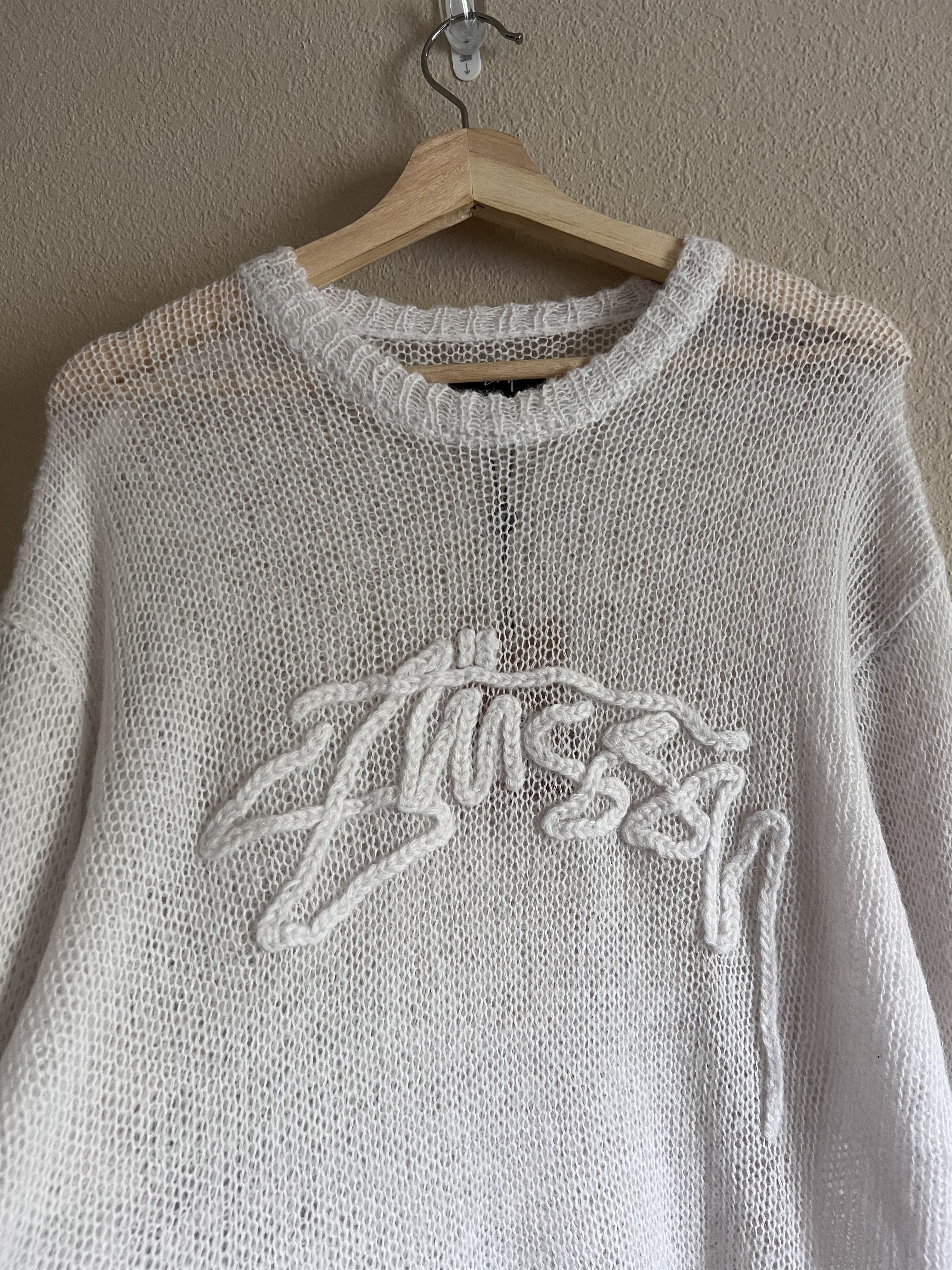 Stussy Stussy Loose Knit Logo Sweater in Bone White | Grailed