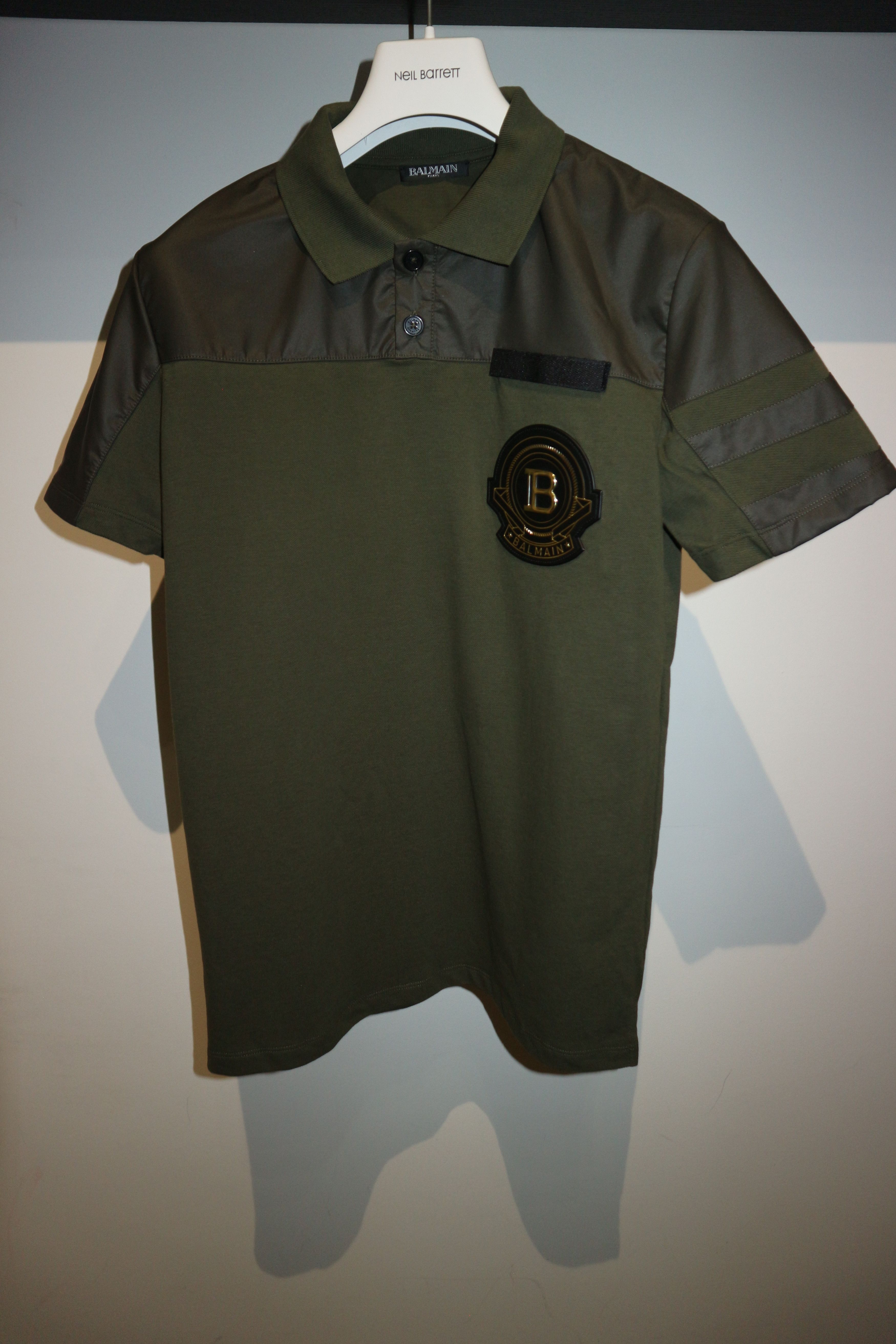 Balmain khaki logo polo shirt | Grailed