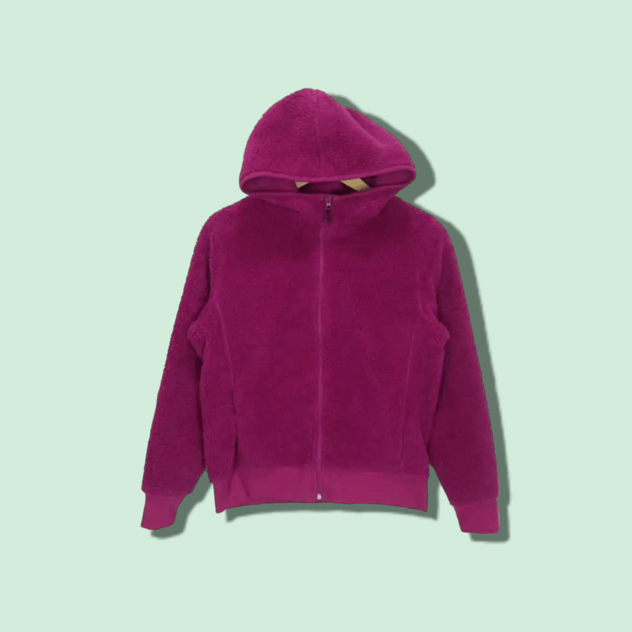 Japanese Brand × Uniqlo UNIQLO Pink Fluffy Fleece Jacket With Hoodie ...