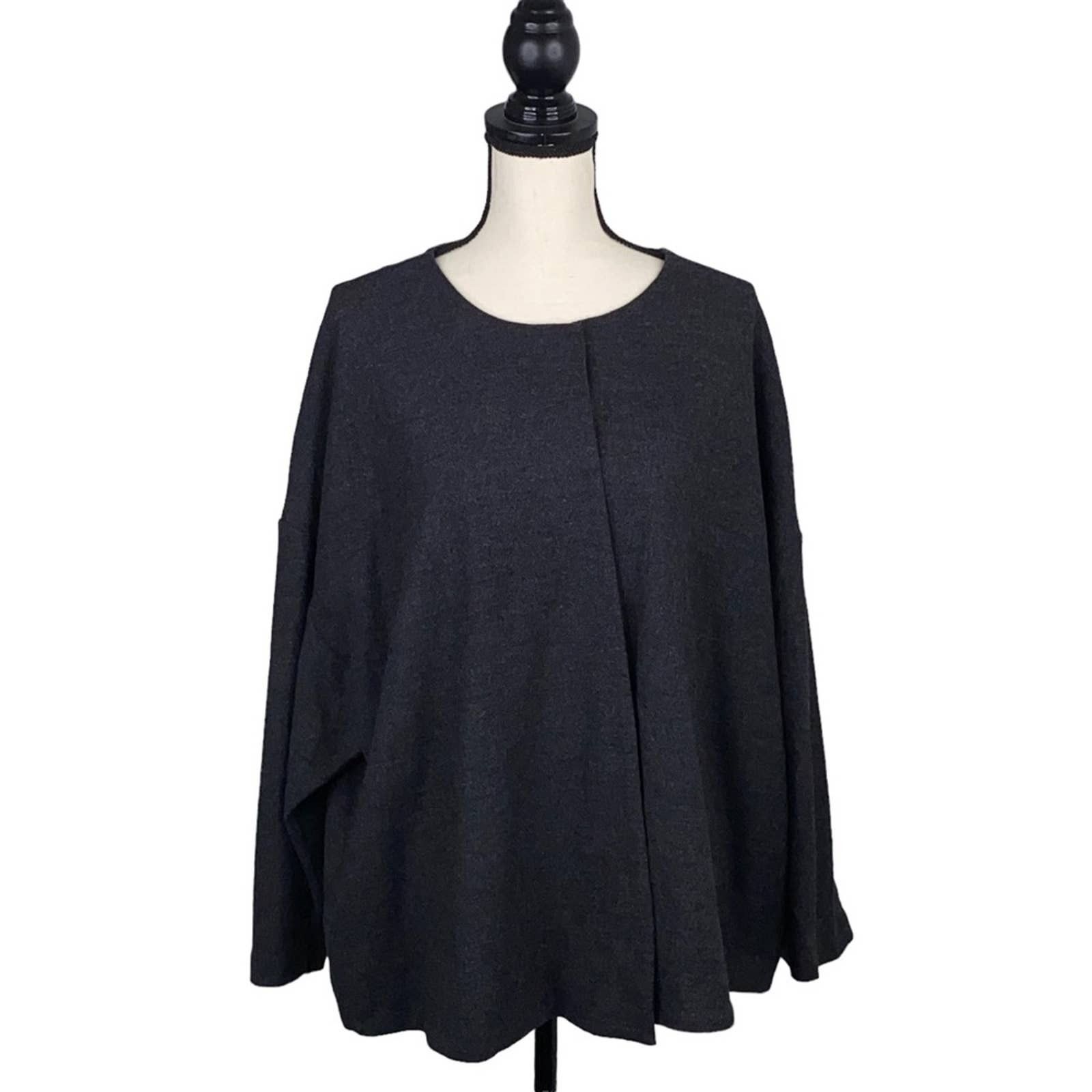 Eileen Fisher Eileen Fisher Women’s Black Wool Crepe Cape Size US 2X ...
