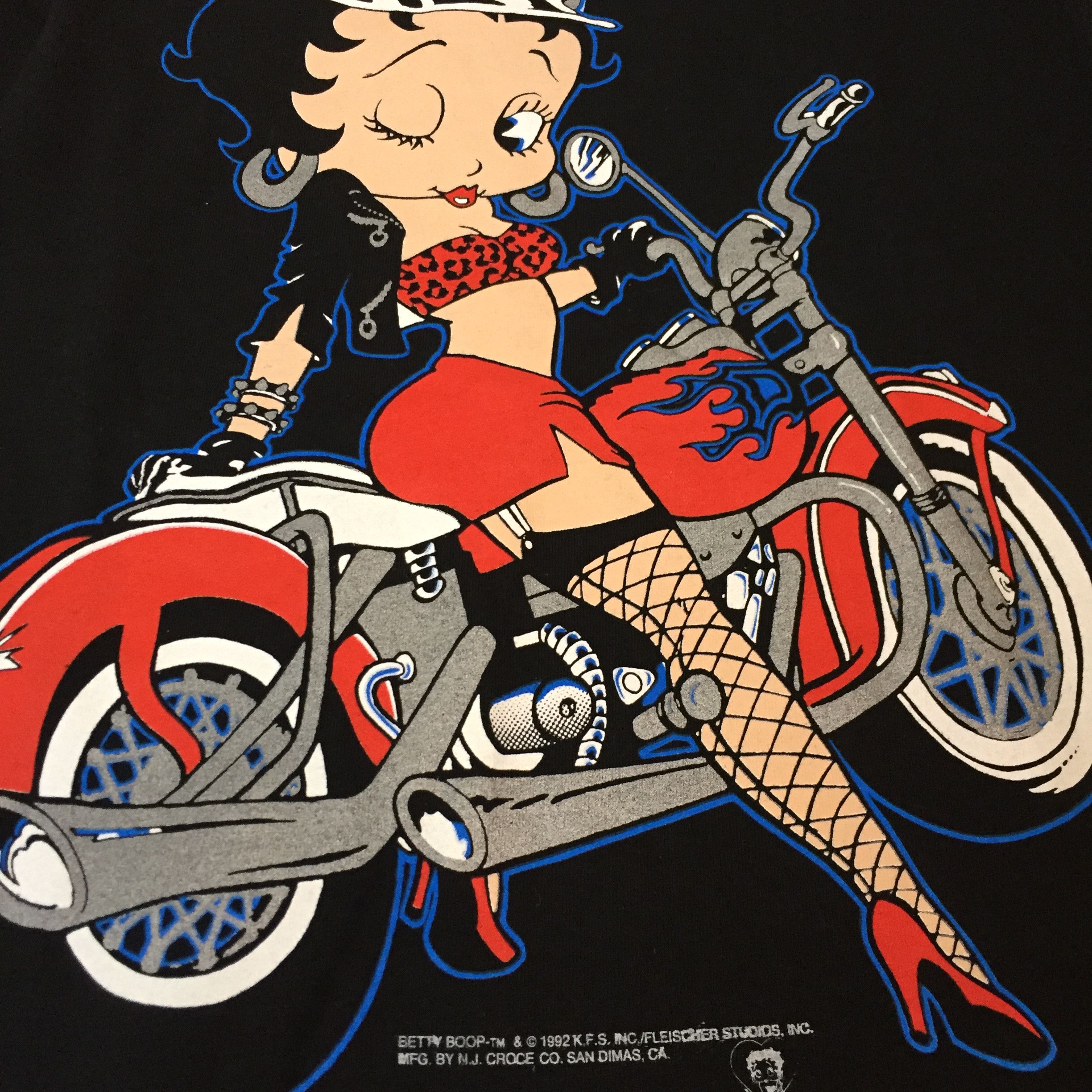 Vintage 1992 BETTY BOOP MOTORCYCLE WINK TEE IN BLACK | Grailed