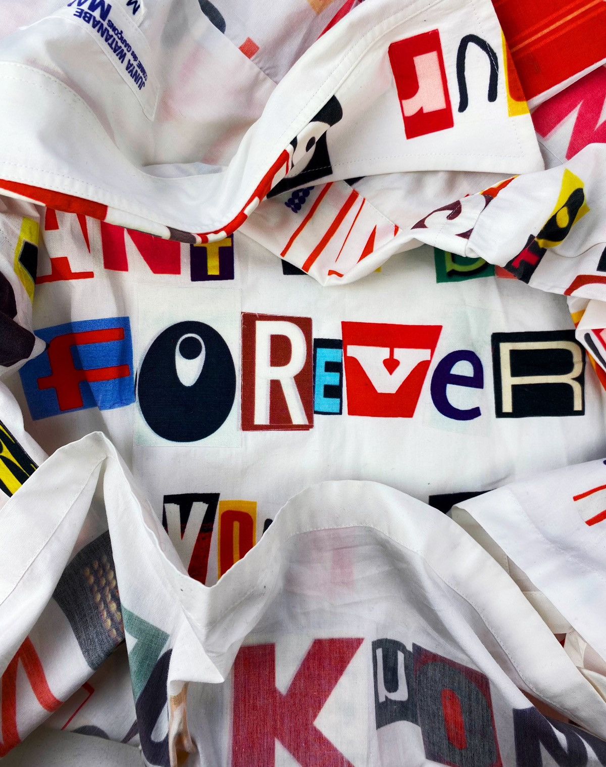 Junya Watanabe SS02 Junya Watanabe ‘Ransom Note’ Graphic Camp Collar Shirt | Grailed