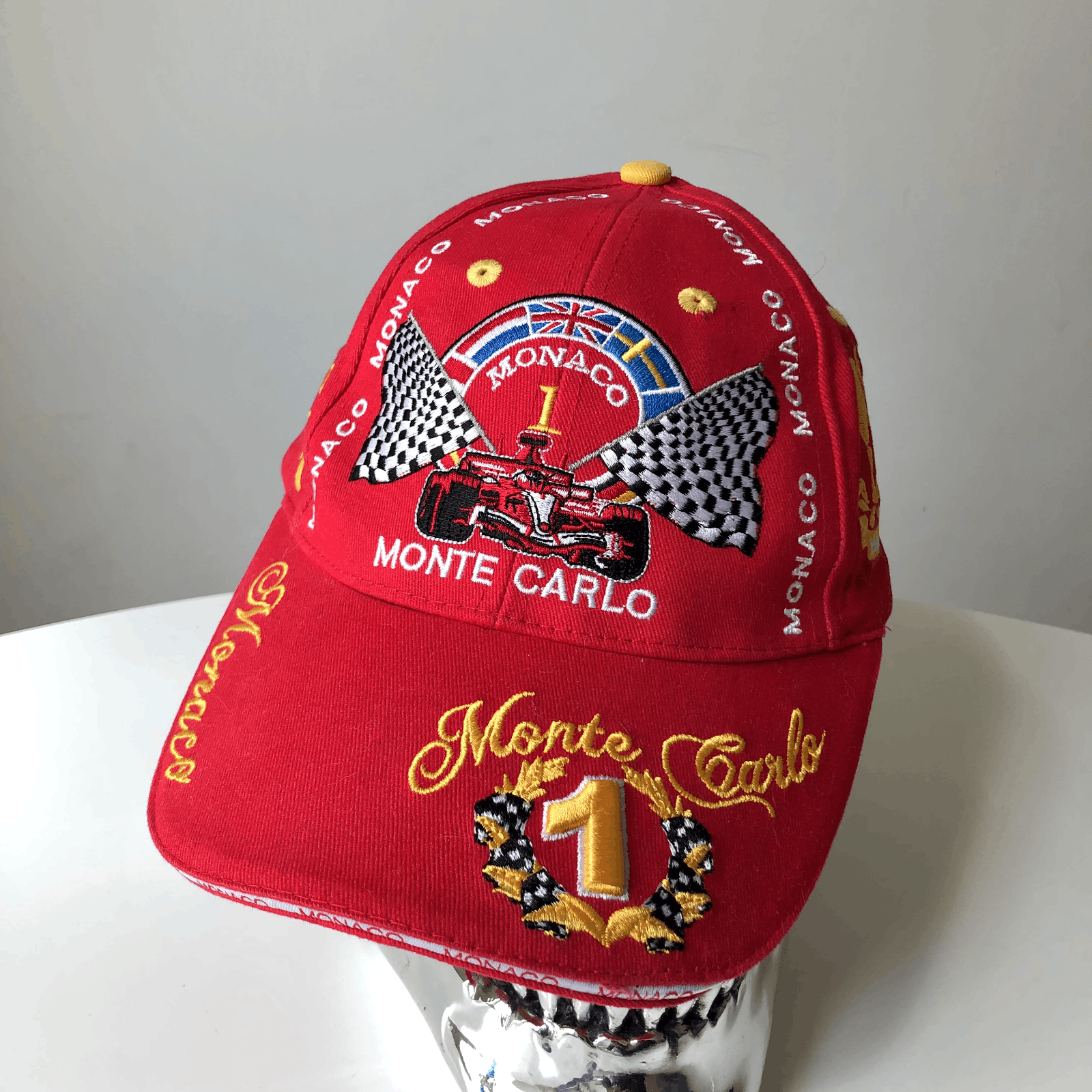 Vintage Monaco Grand Prix Hat Cap FULL Monte Carlo Black Red | Grailed