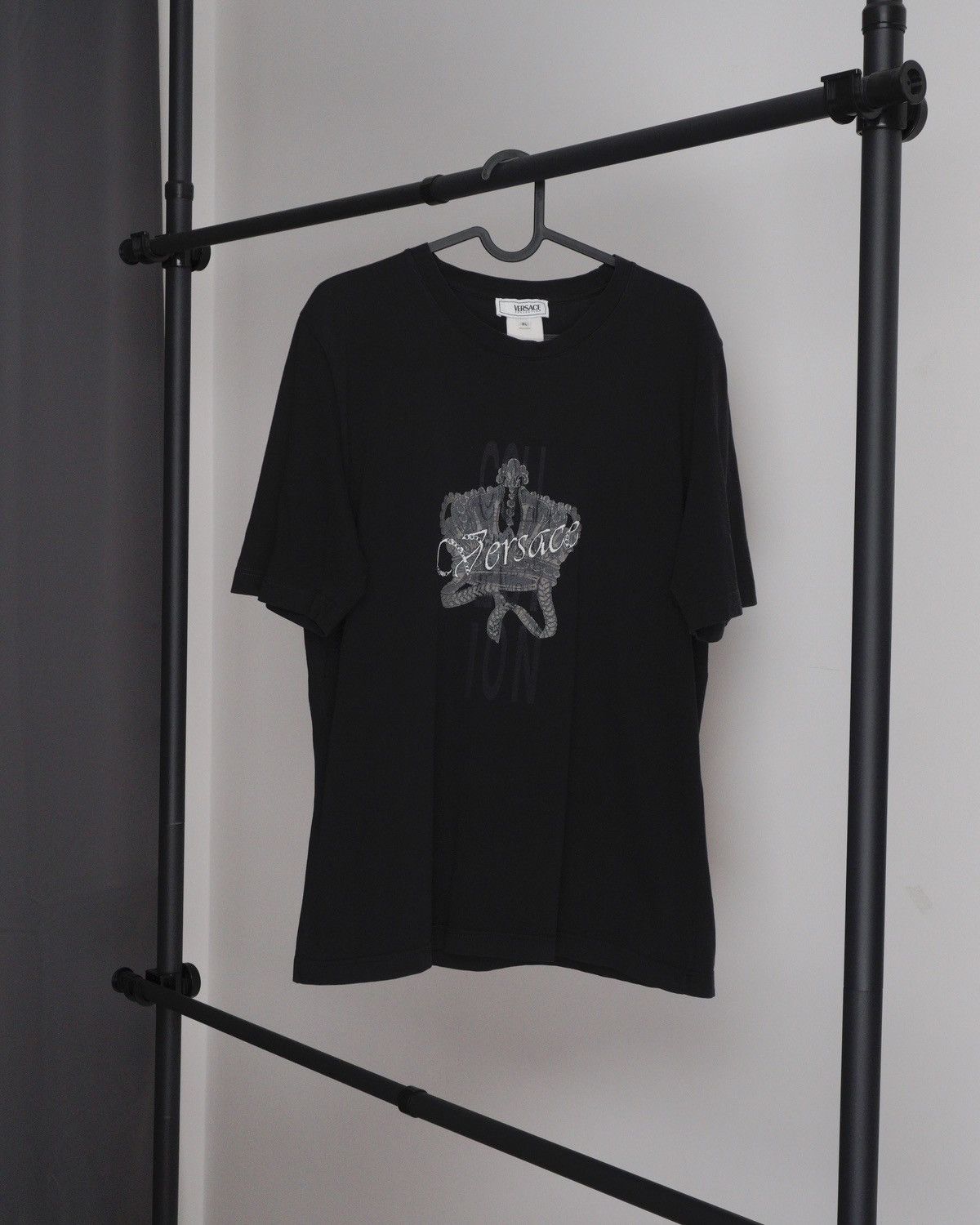 Versace Vintage rare versace crystal crown logo black tee shirt | Grailed